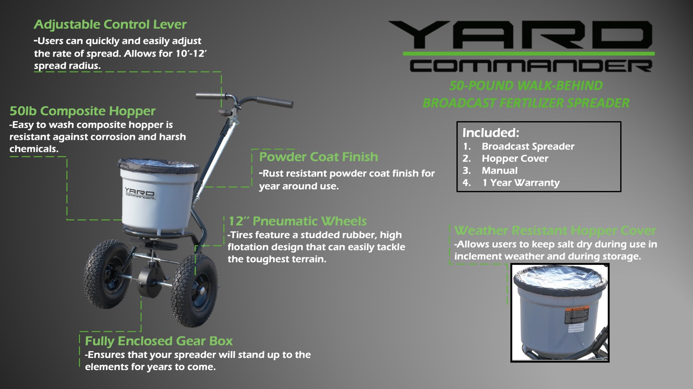 Yard Commander 50-lb Broadcast Fertilizer Spreader in the Push ...