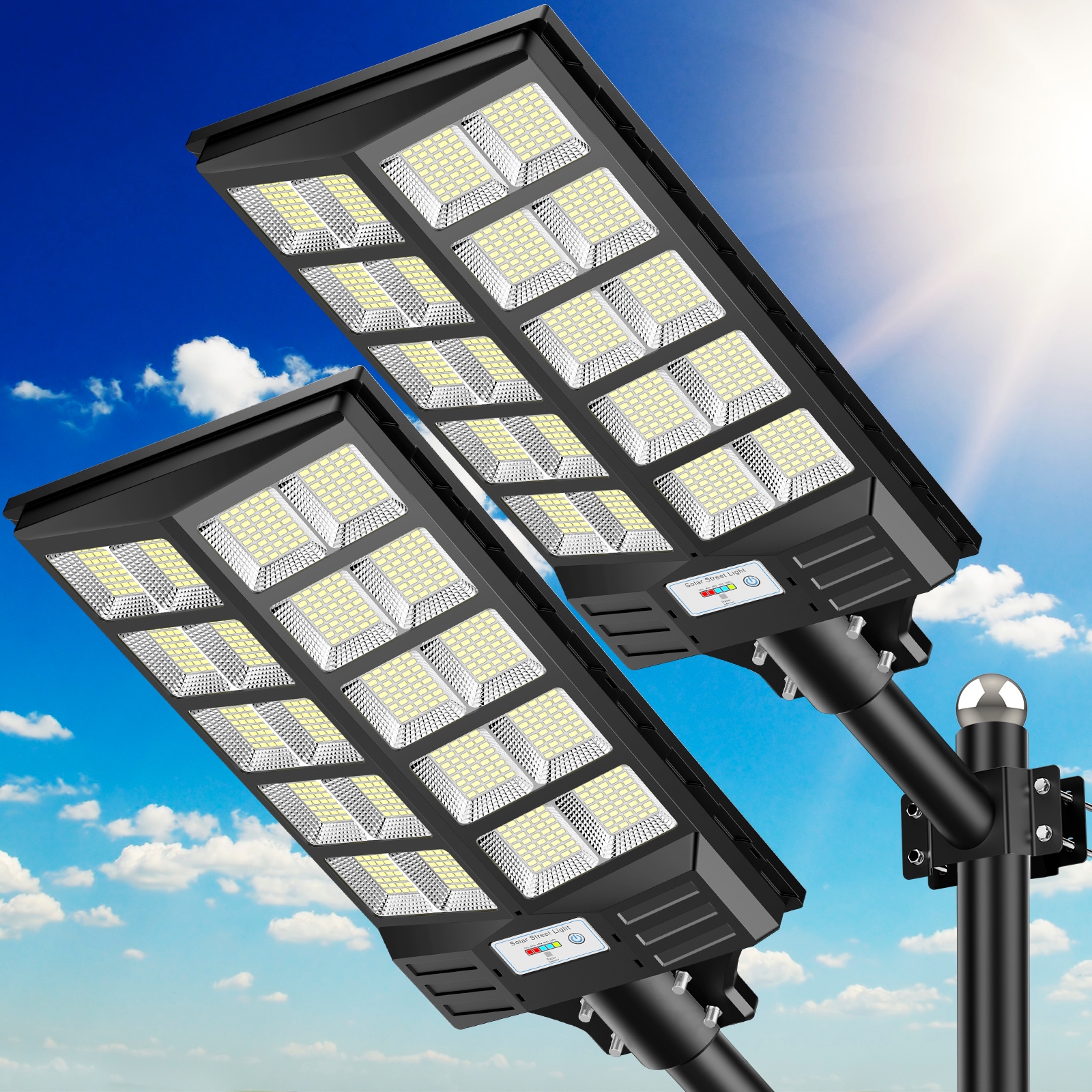 Deepn 7000W Solar Street Light 320000 Lumens Dusk to Dawn LED Flood ...