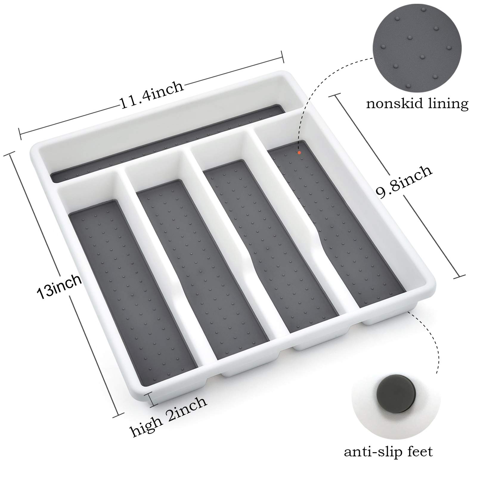 Aoibox Five Compartment Plastic Drawer Organizer with Soft Grip Lining ...