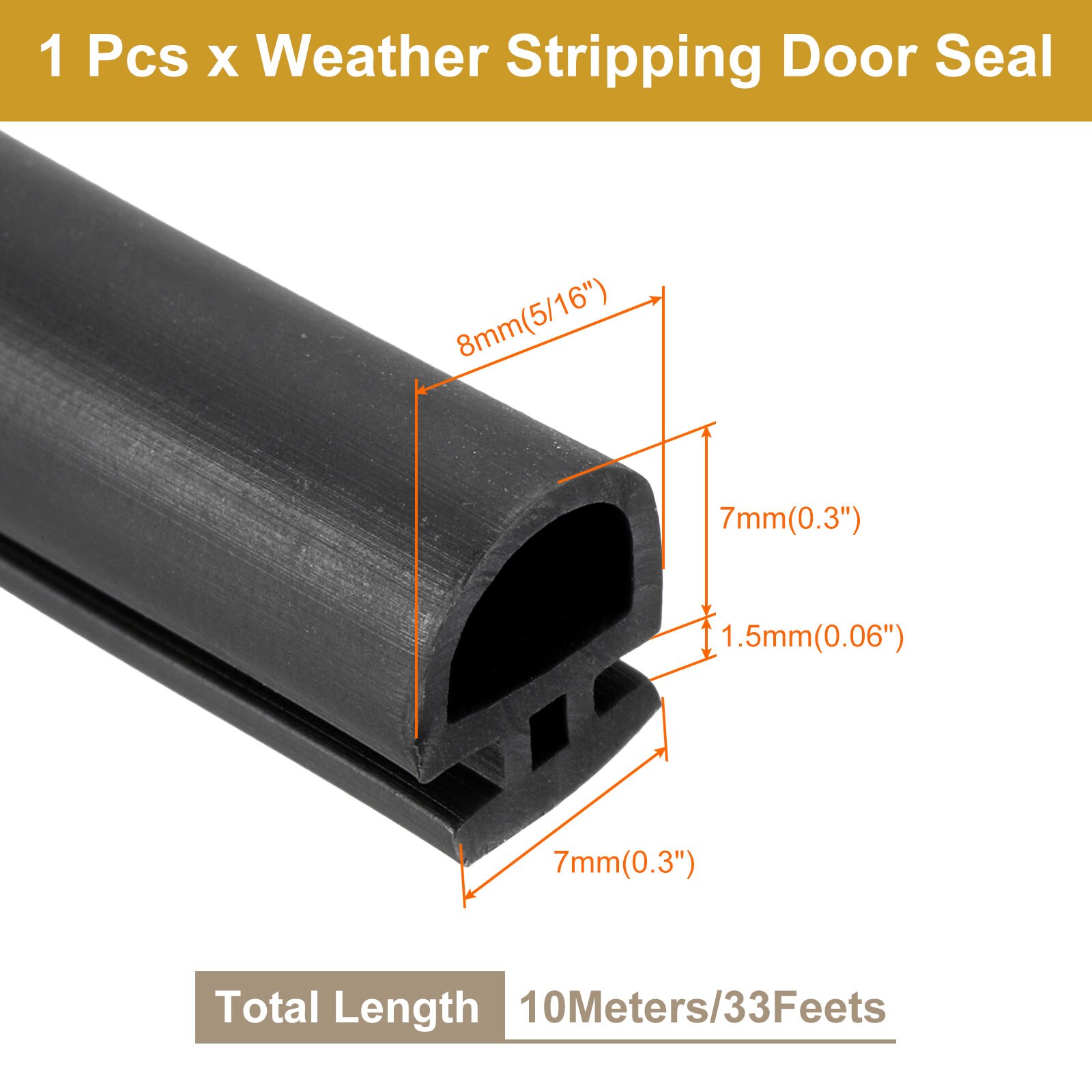 PATIKIL Window Weather Stripping Door Seal 5/16Inch Wide Bulb Bubble ...