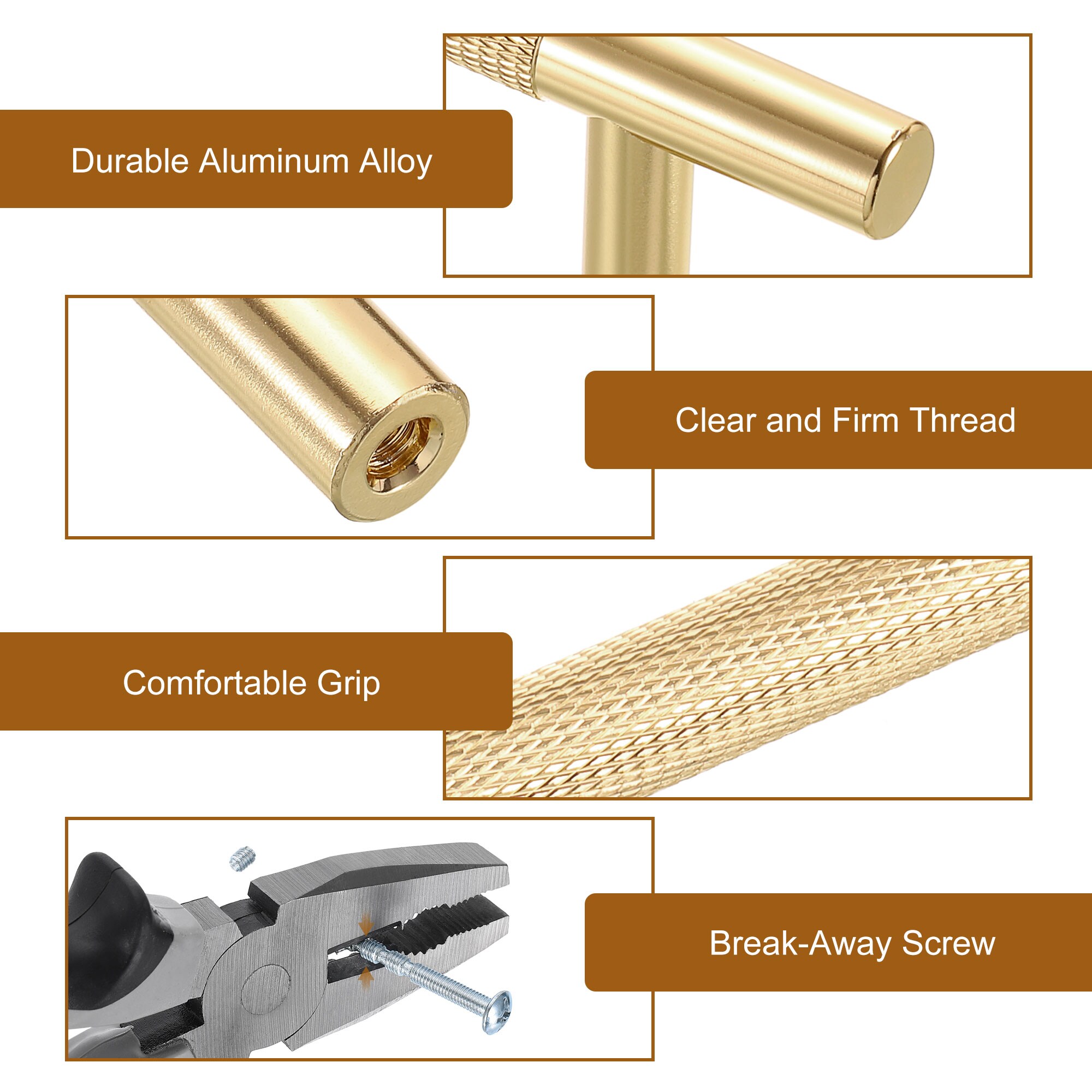 Unique Bargains Cabinet Handles 10pcs 5 Inch - Aluminum Alloy Knurled ...