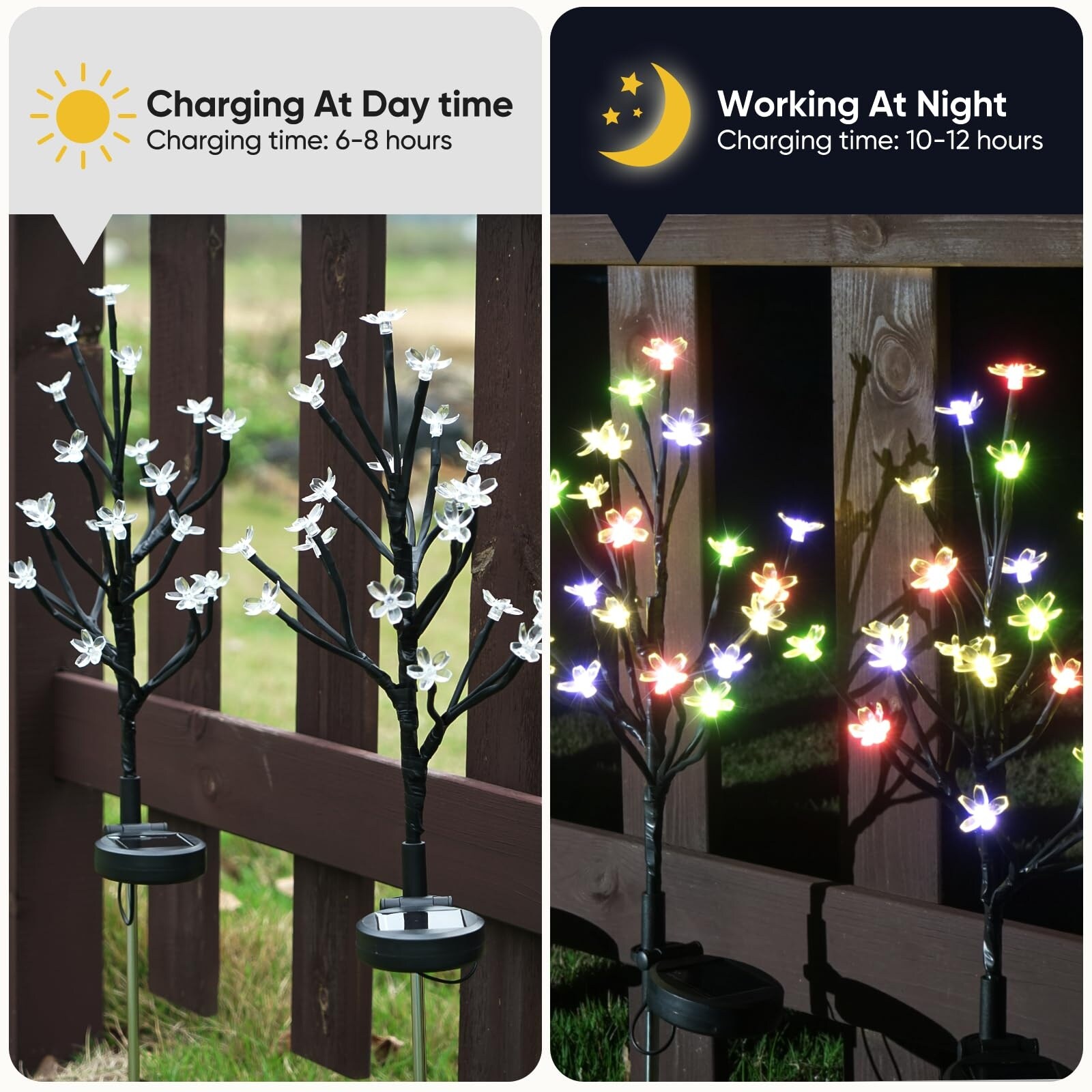 Oyezvary Solar Garden Lights Outdoor Decorative Cherry Blossom Shape ...