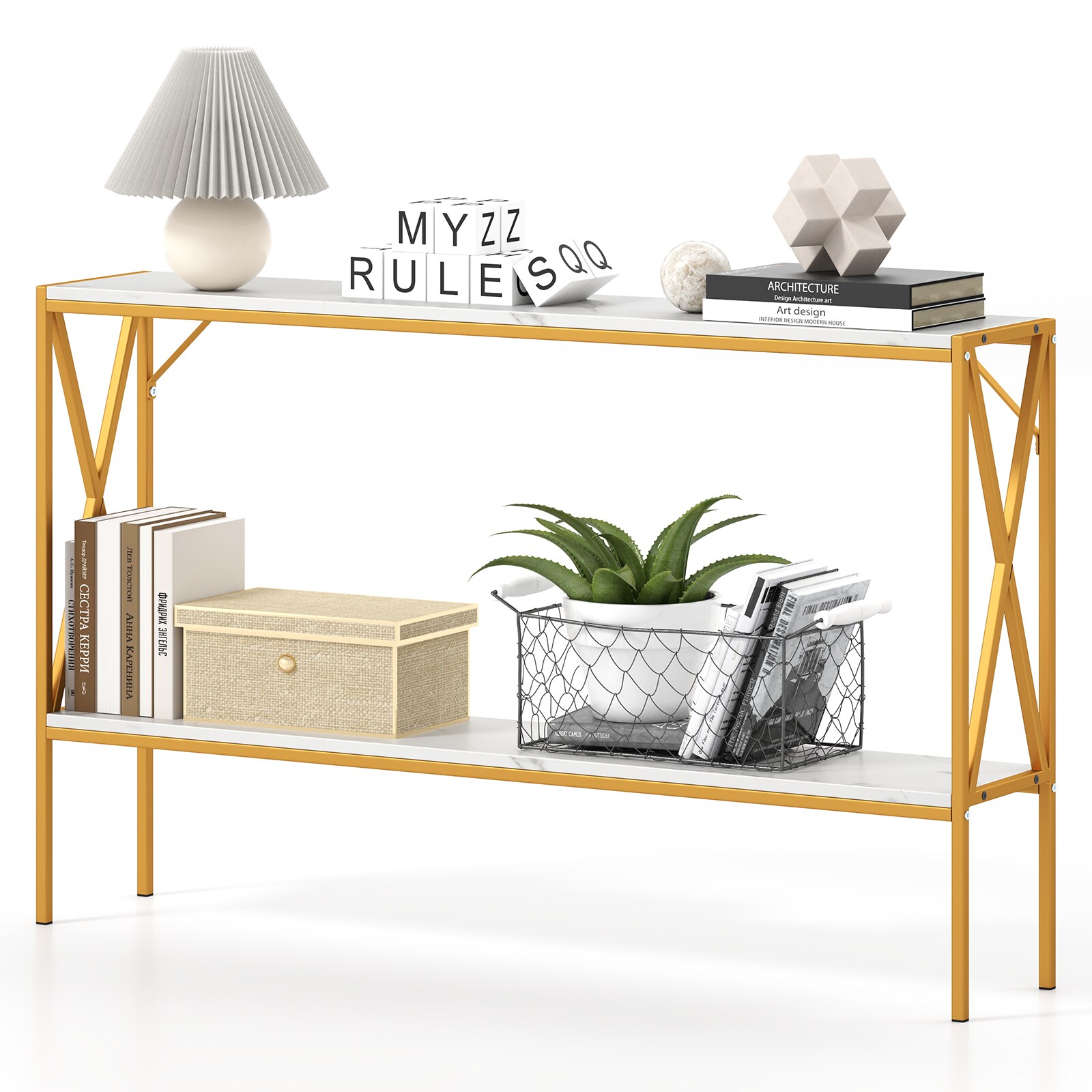 Slickblue 2 Tier Narrow Console Table Entryway Table with Storage for ...