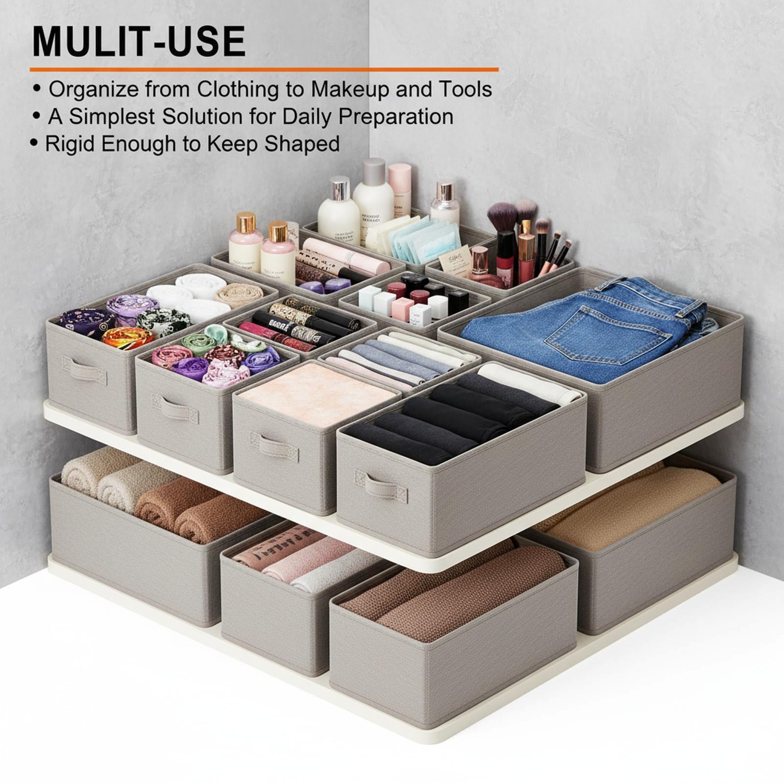 Baginizer 18 Pack Drawer Organizers Closet Storage Bins for Clothes ...