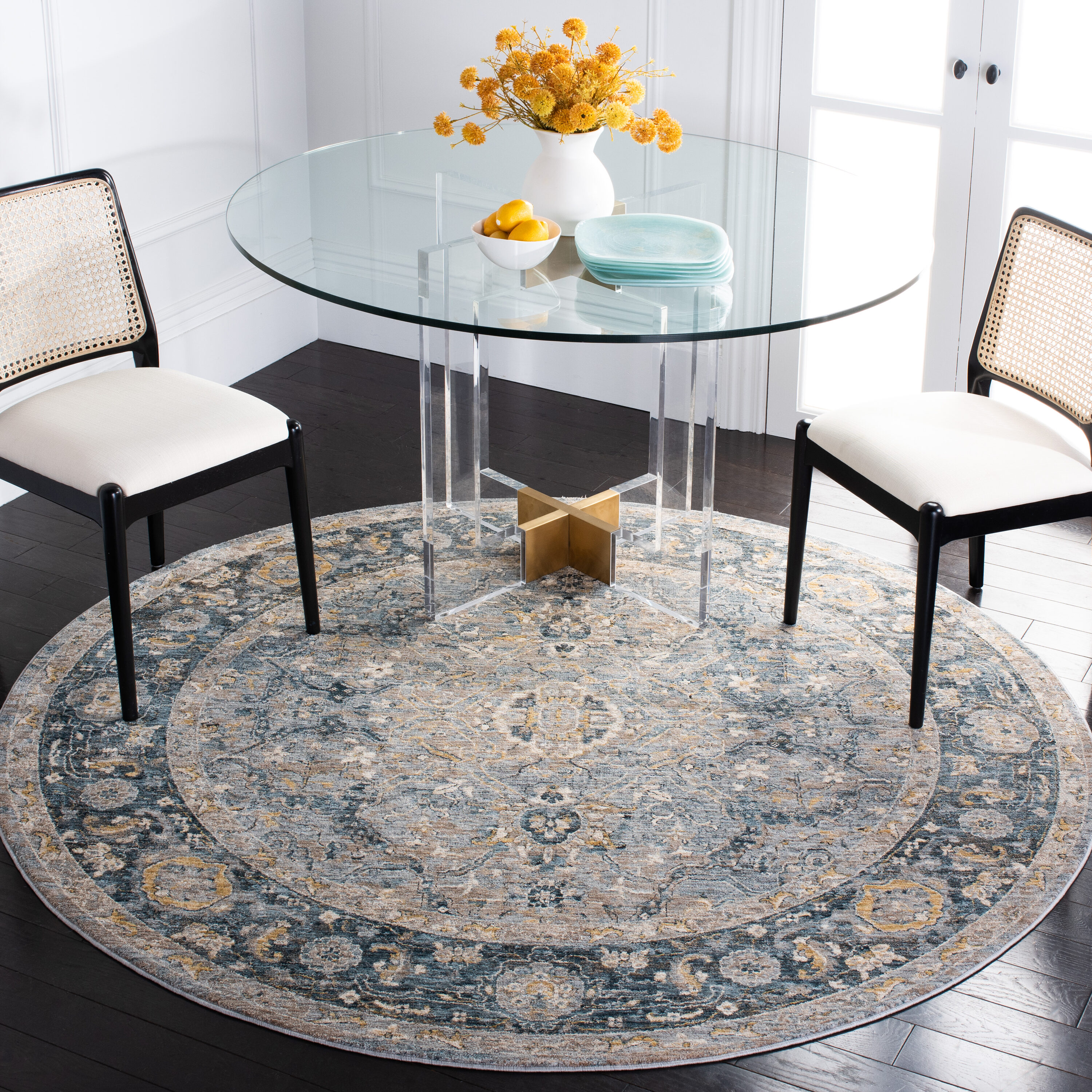 Safavieh Valencia 566F Light Grey / Blue 6 X 6 Round Area Rug in the ...