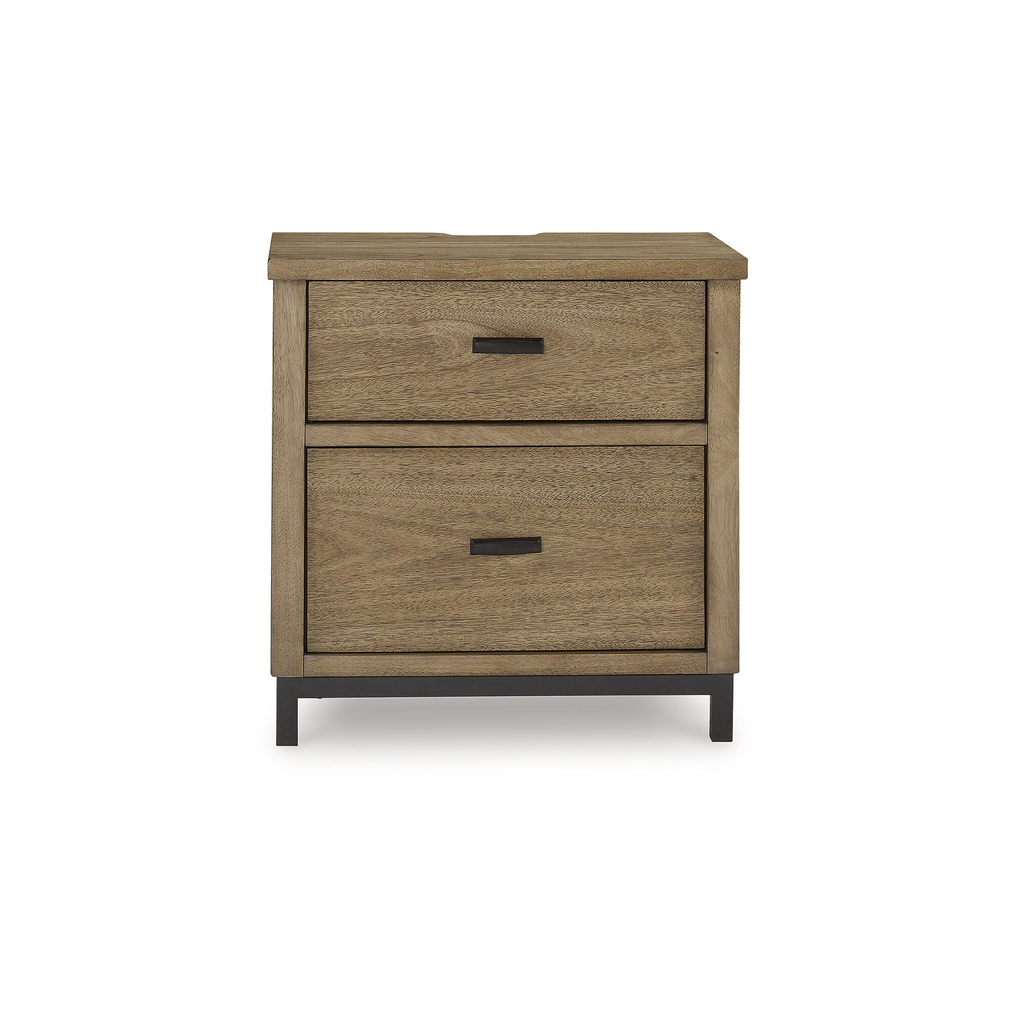 Signature Design by Ashley Tomtyn Light Brown Modern Nightstand with USB Charging and Black ...