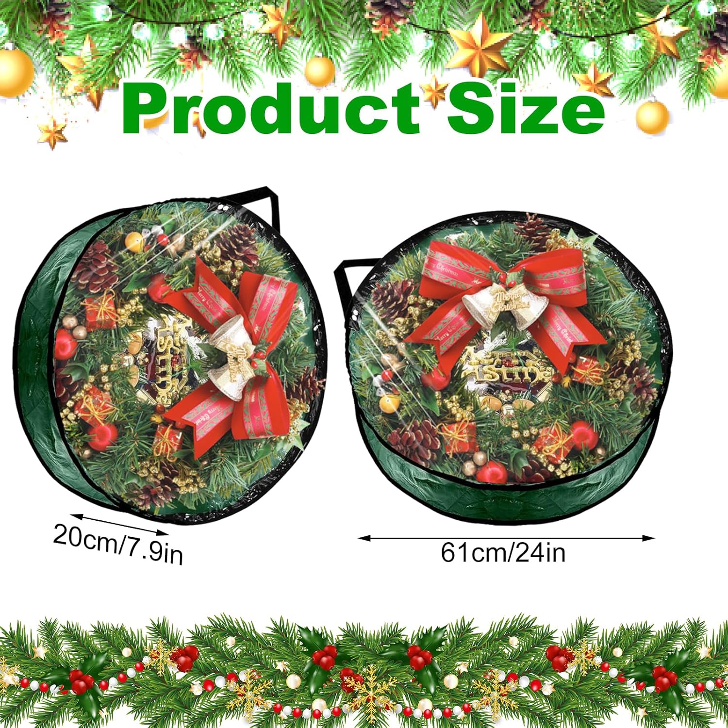Misopily 6 Pack 24 x 24 x 7.8 Inch Christmas Wreath Storage Bag Heavy ...