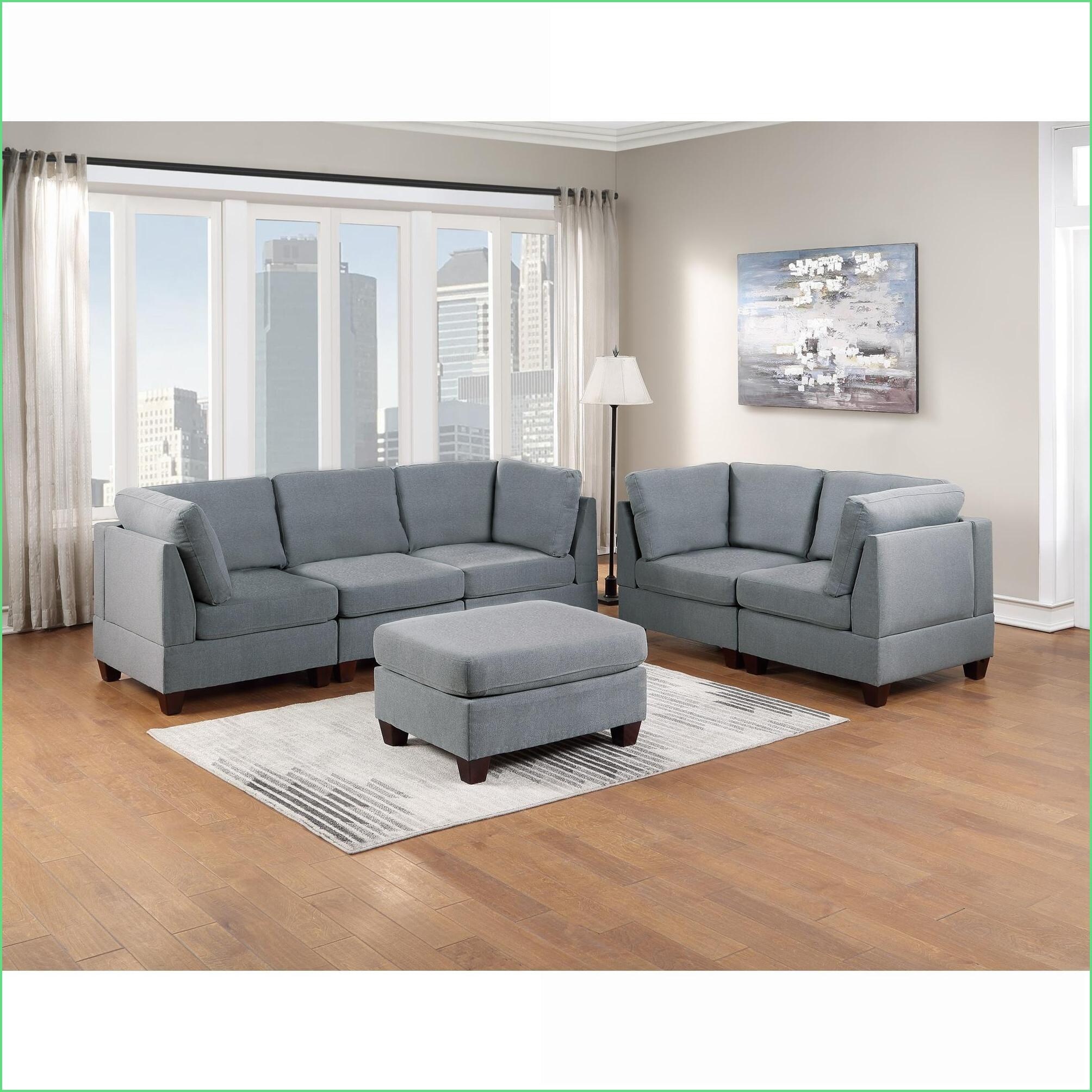 Watnature Sectional Sofas 6-Piece Modern Modular Set Slate Gray Linen ...