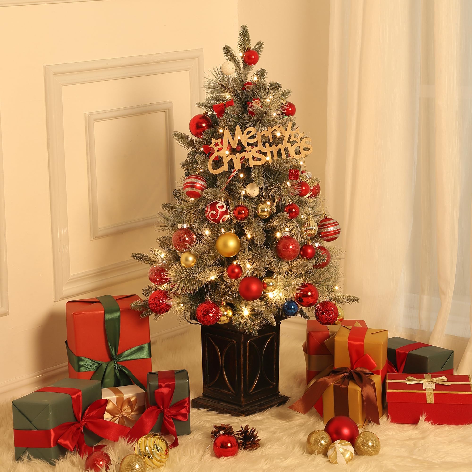 Garvee Three FT Frost Light Christmas Tree with 78 LED Lights 8 Modes ...