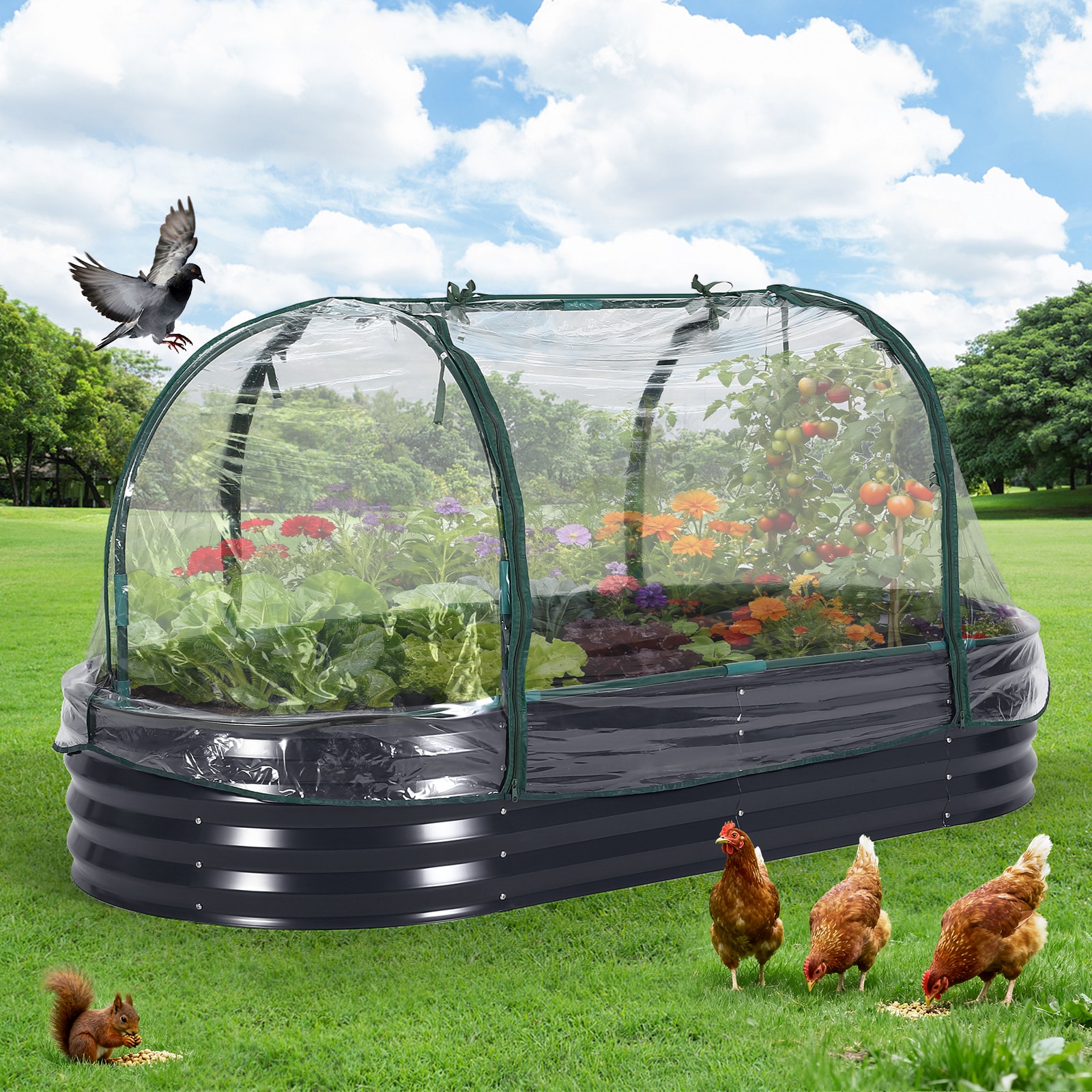 GarveeLife 6x3x1 FT Galvanized Steel Raised Garden Bed Kit with Durable ...
