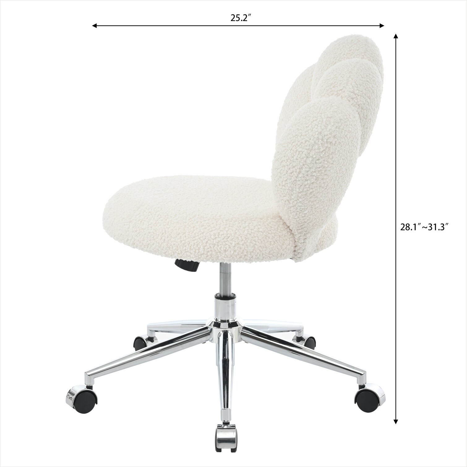 Naturefalls Clean white teddy fabric swivel home office chair with ...