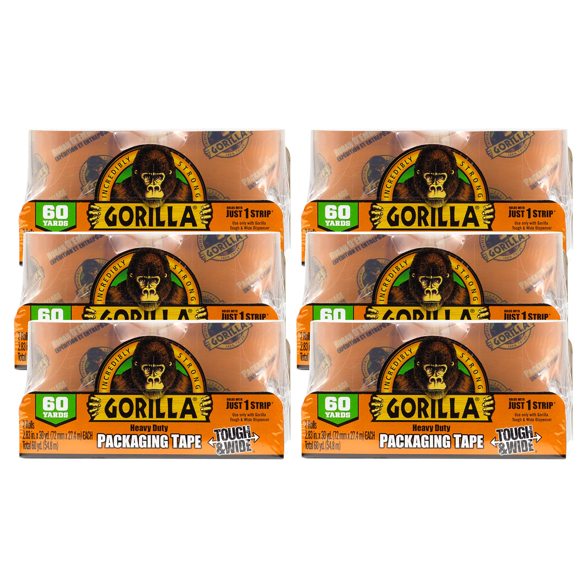 Gorilla Tough and Wide Clear Packing Tape 283in x 30 yd 2 Rolls for ...