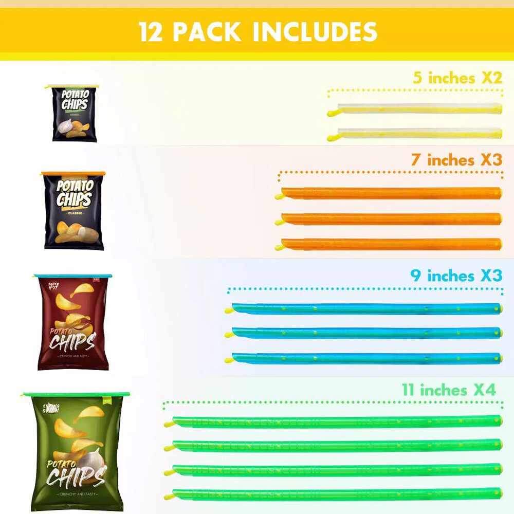 Mckay 12-Pack Reusable Food Bag Sealer and Snack Clips - Odorless ...