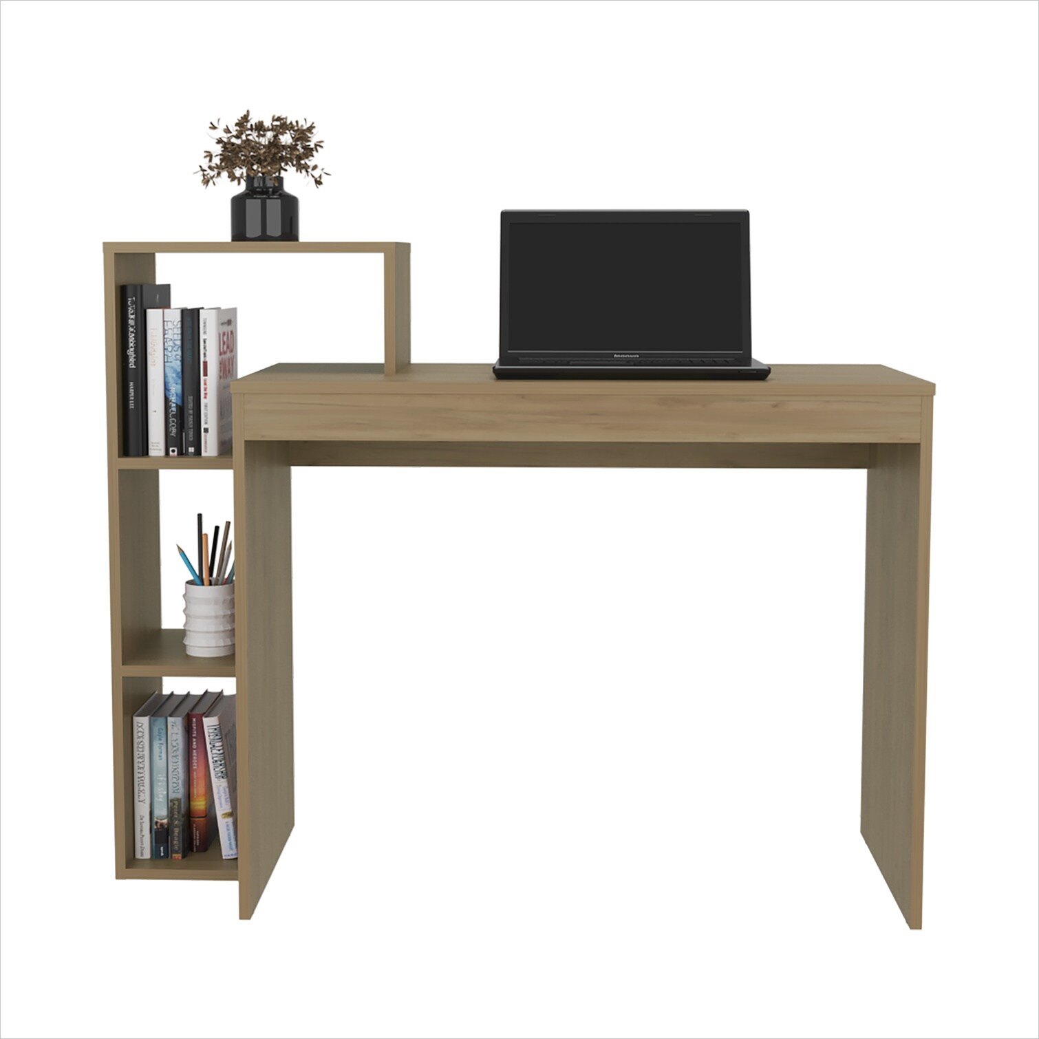 Naturefalls Natural Oak Writing Desk 43.3 W with Four Shelves ...