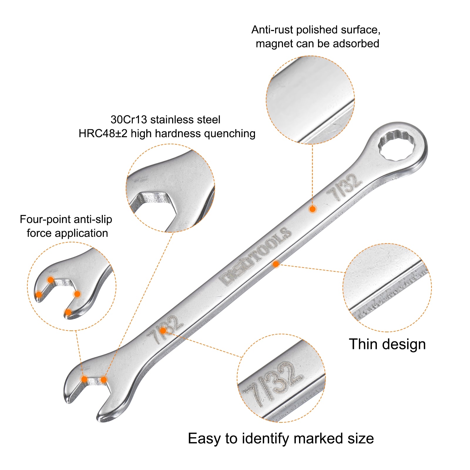 Harfington Thin Combination Wrench 7/32 Inch 30Cr13 Stainless Steel ...