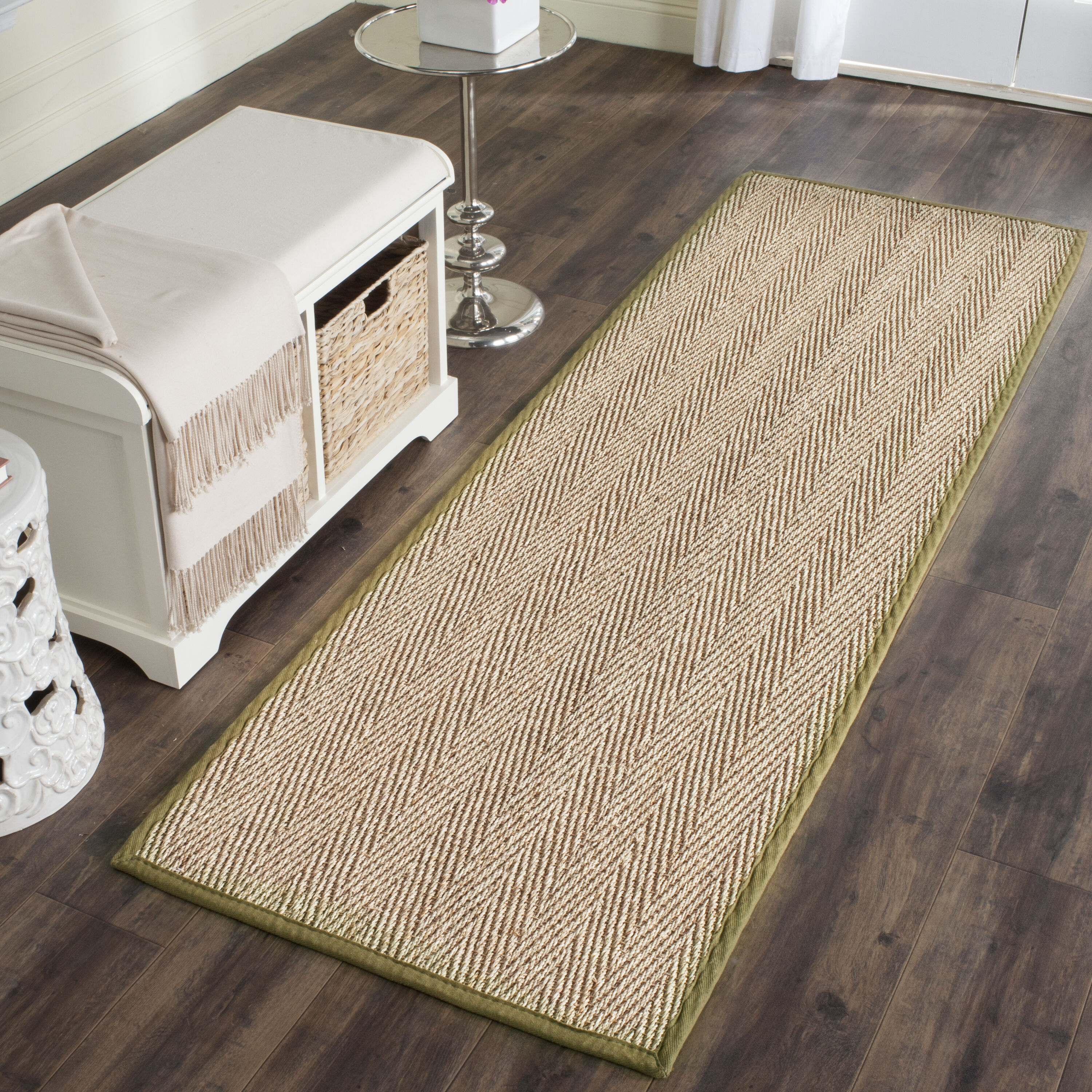 Safavieh 3 x 22 (ft) Loomed Natural / Olive Rectangular Indoor Solid ...