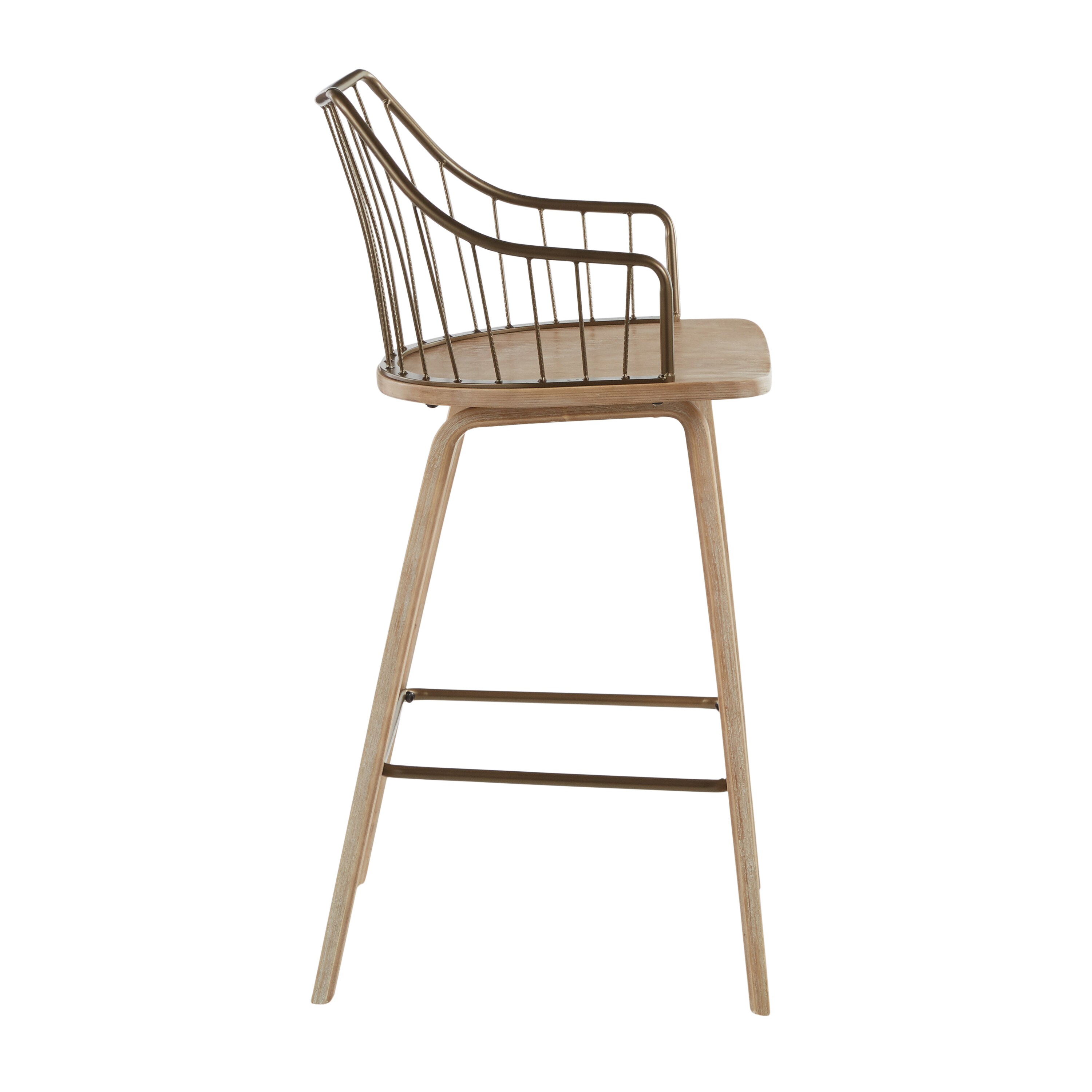Blisstyle Counter Stool in White Washed Wood and Antique Copper Metal ...