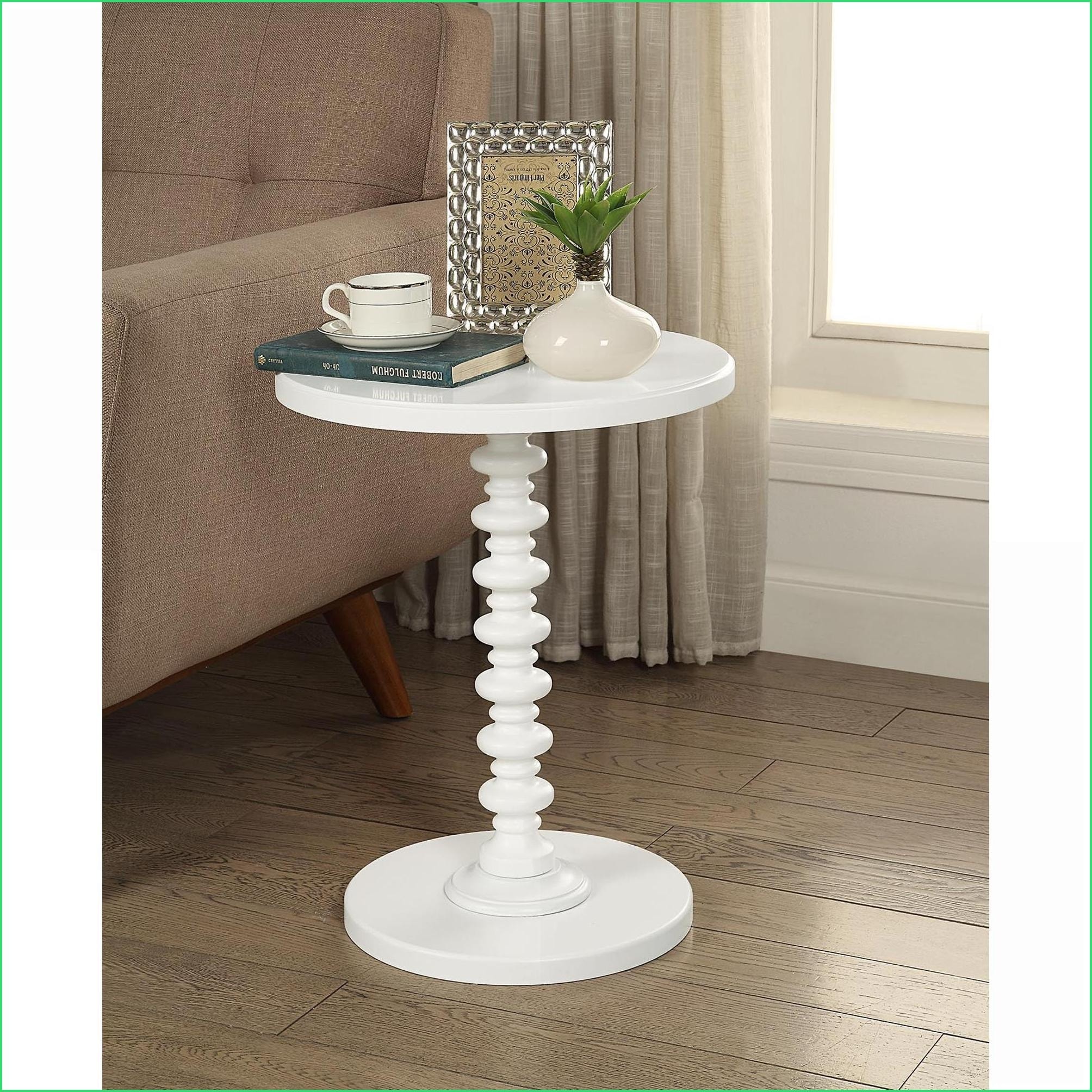 Watnature White Finish Round Pedestal Coffee Table with Turned Base ...
