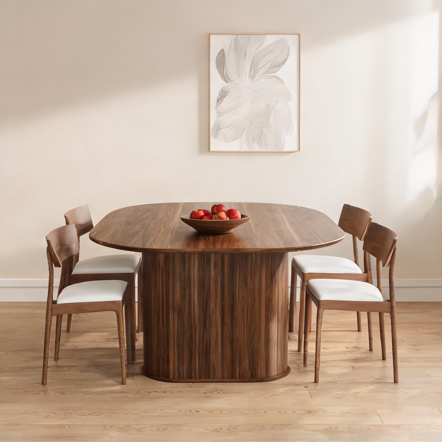 SunJet Extendable Round Dining Table for 46 Modern Arc-Shape Wood-Tone ...