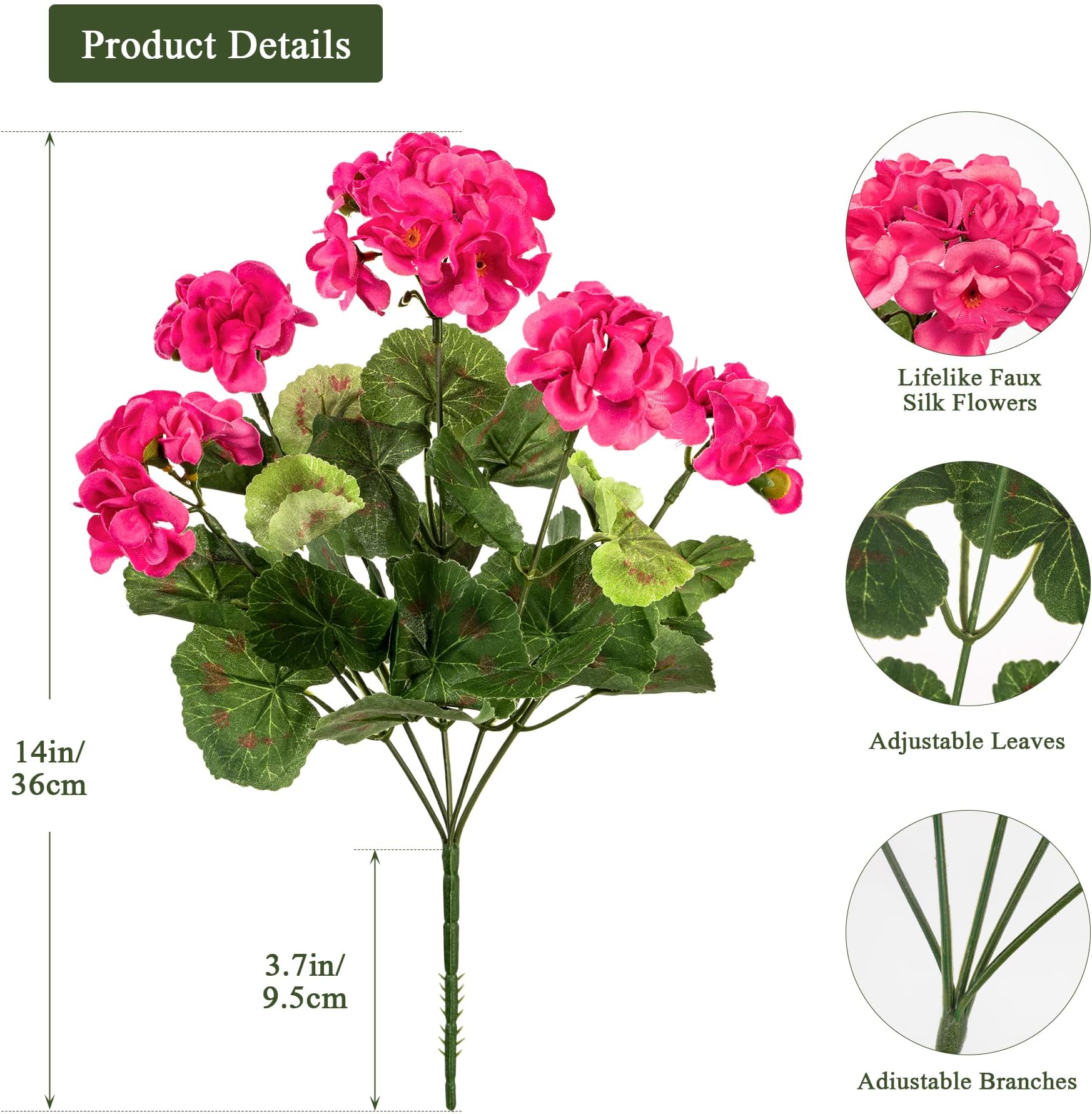Misopily 4pcs Artificial Crabapple Flower Silk Fabric Branches UV ...