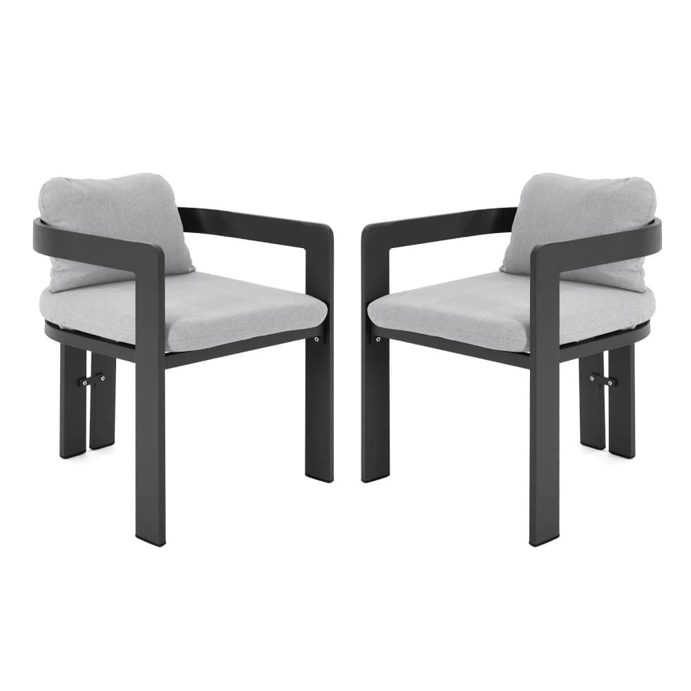 Coolbibila Modern Black Aluminum Outdoor Patio Dining Chair Set of 2 ...