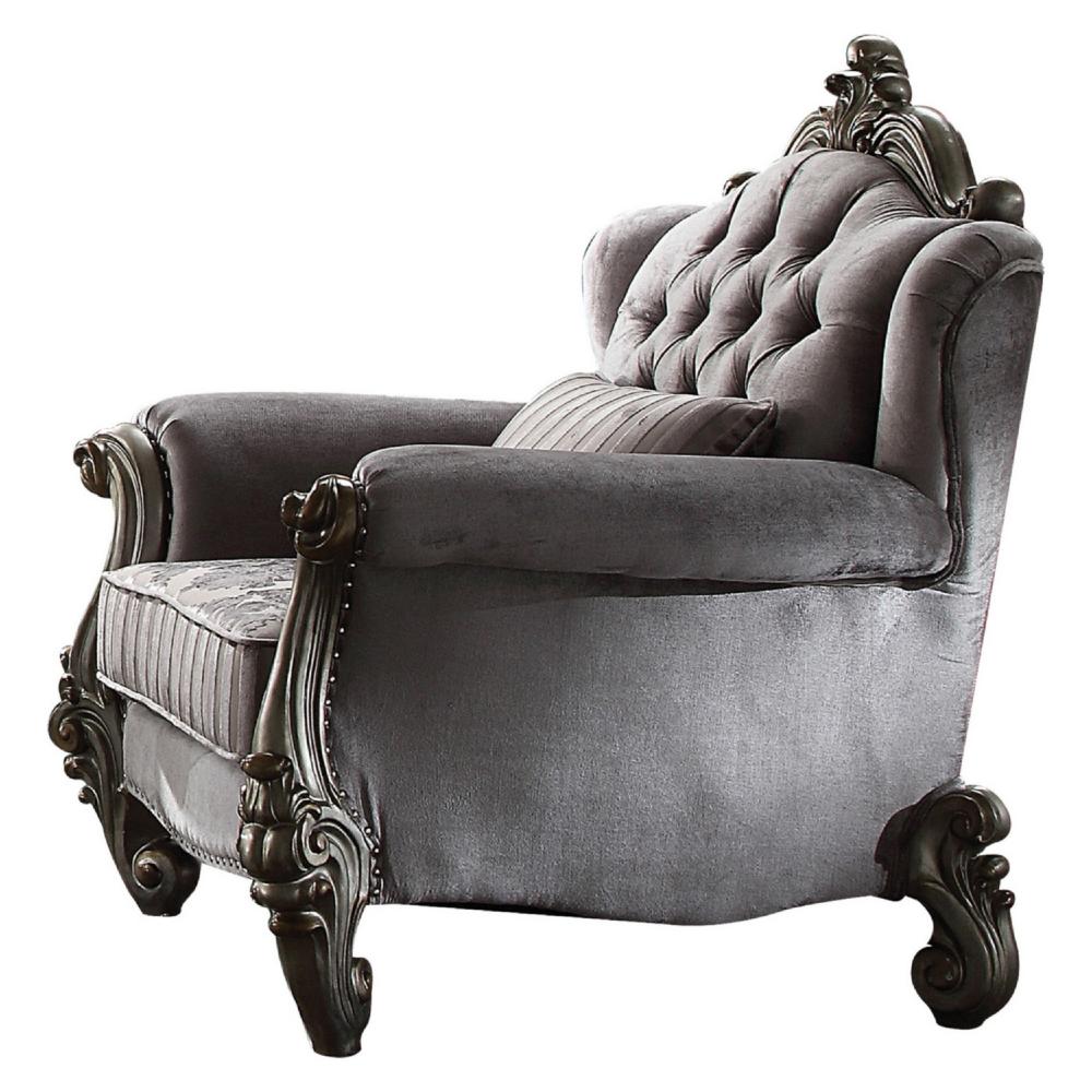 Benzara 41-in W Modern Gray Velvet Accent Armchair in the Chairs ...