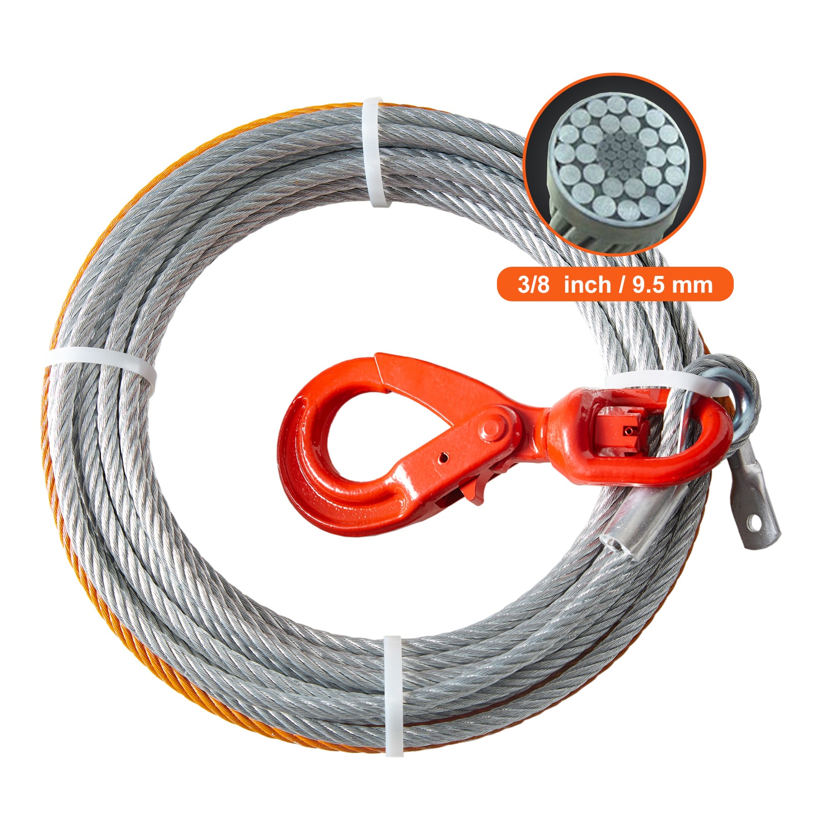 GIVIMO 3/8-in x 100-ft Galvanized Steel Winch Cable - 15200-lb Breaking ...