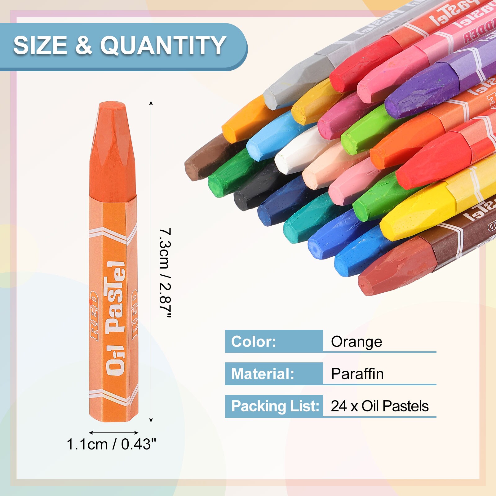 PATIKIL Orange Oil Pastels 24pcs Soft Oil Crayons Vibrant and Creamy ...