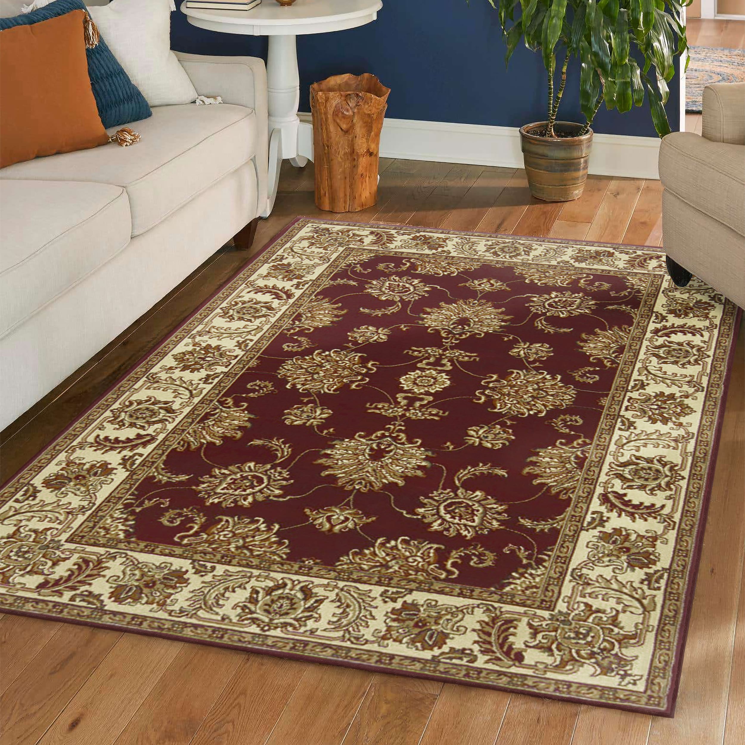 Radici USA Noble 8 X 10 (ft) Burgundy Indoor Floral/Botanical Oriental ...