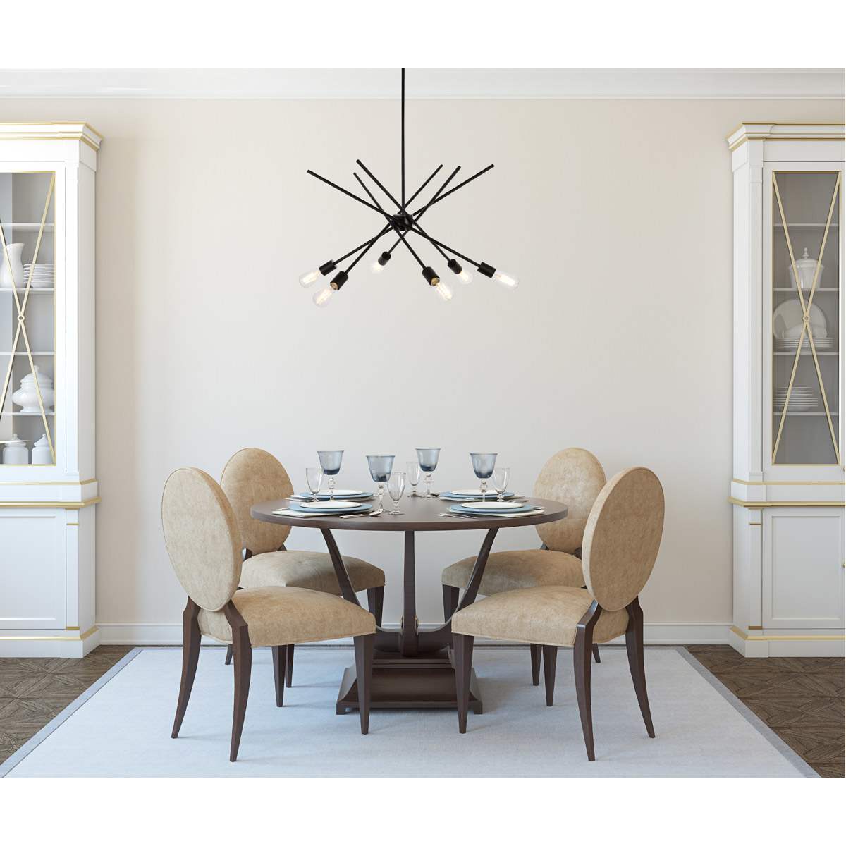 Elegant Lighting Living District LD7054D32BK Armin 6 Light 32 inch ...