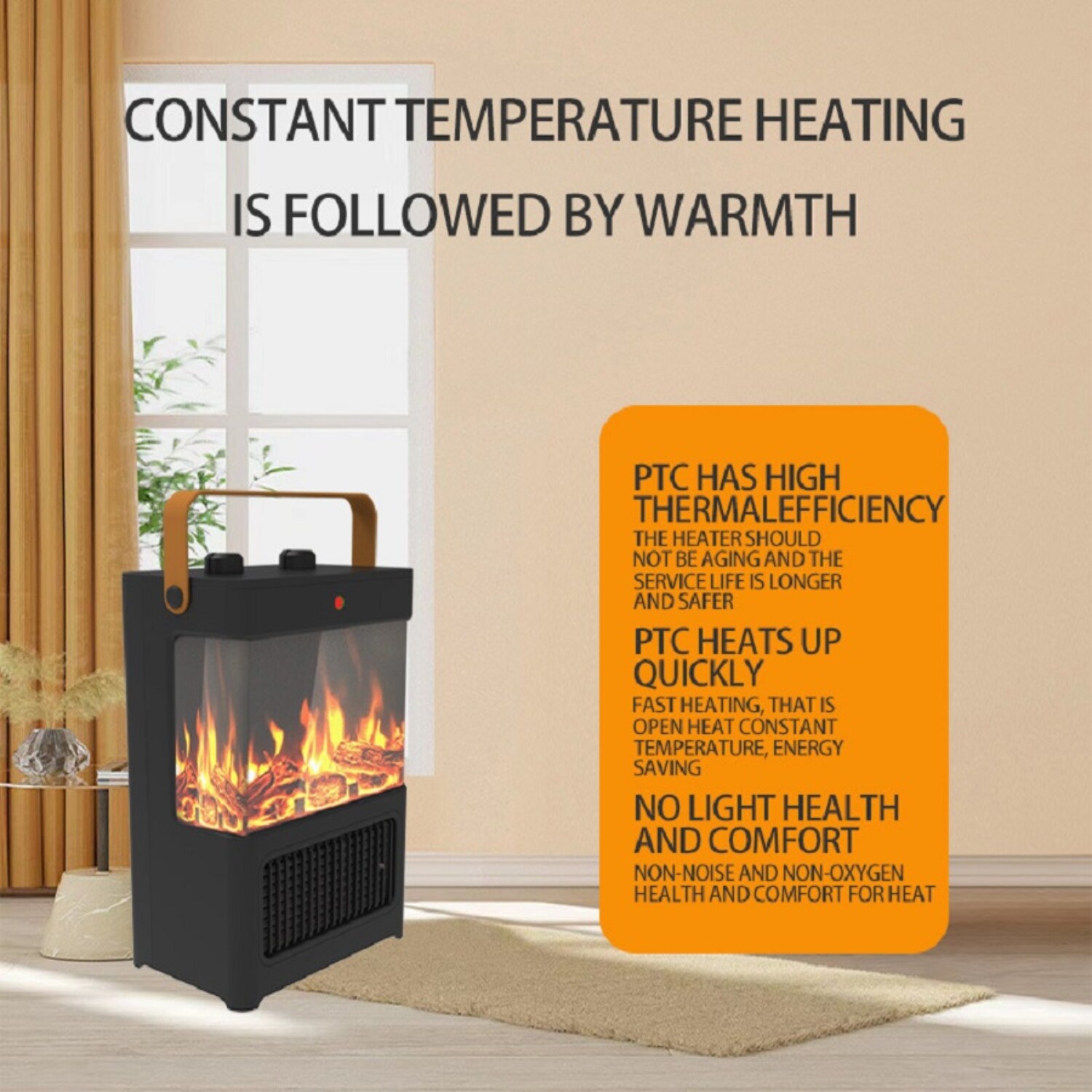 Wooakway Small Electric Fireplace Heater 110V 1500W Freestanding ...