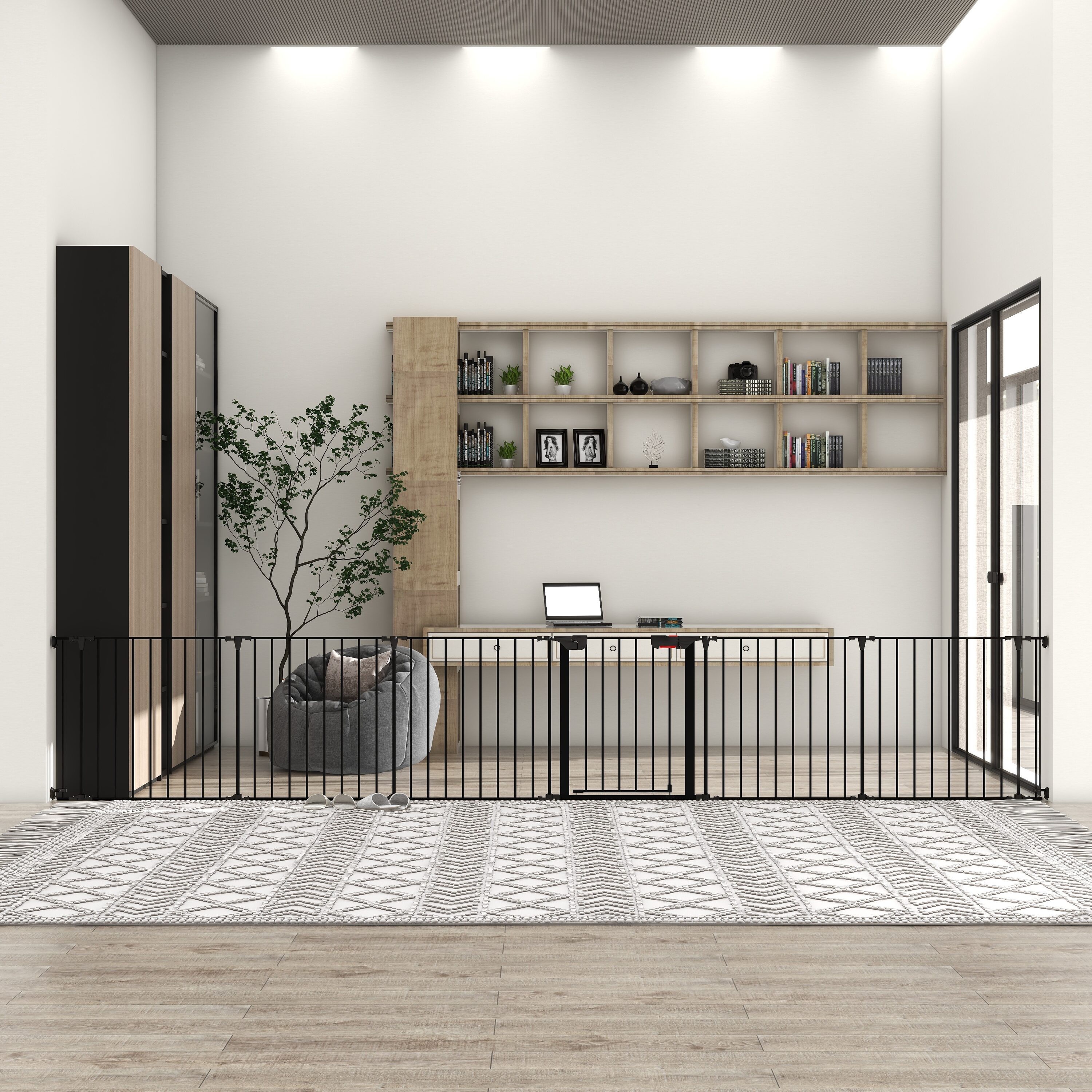 LOVMOR 150 inch Adjustable Safety Gate 6 Panels Play Yard Metal ...