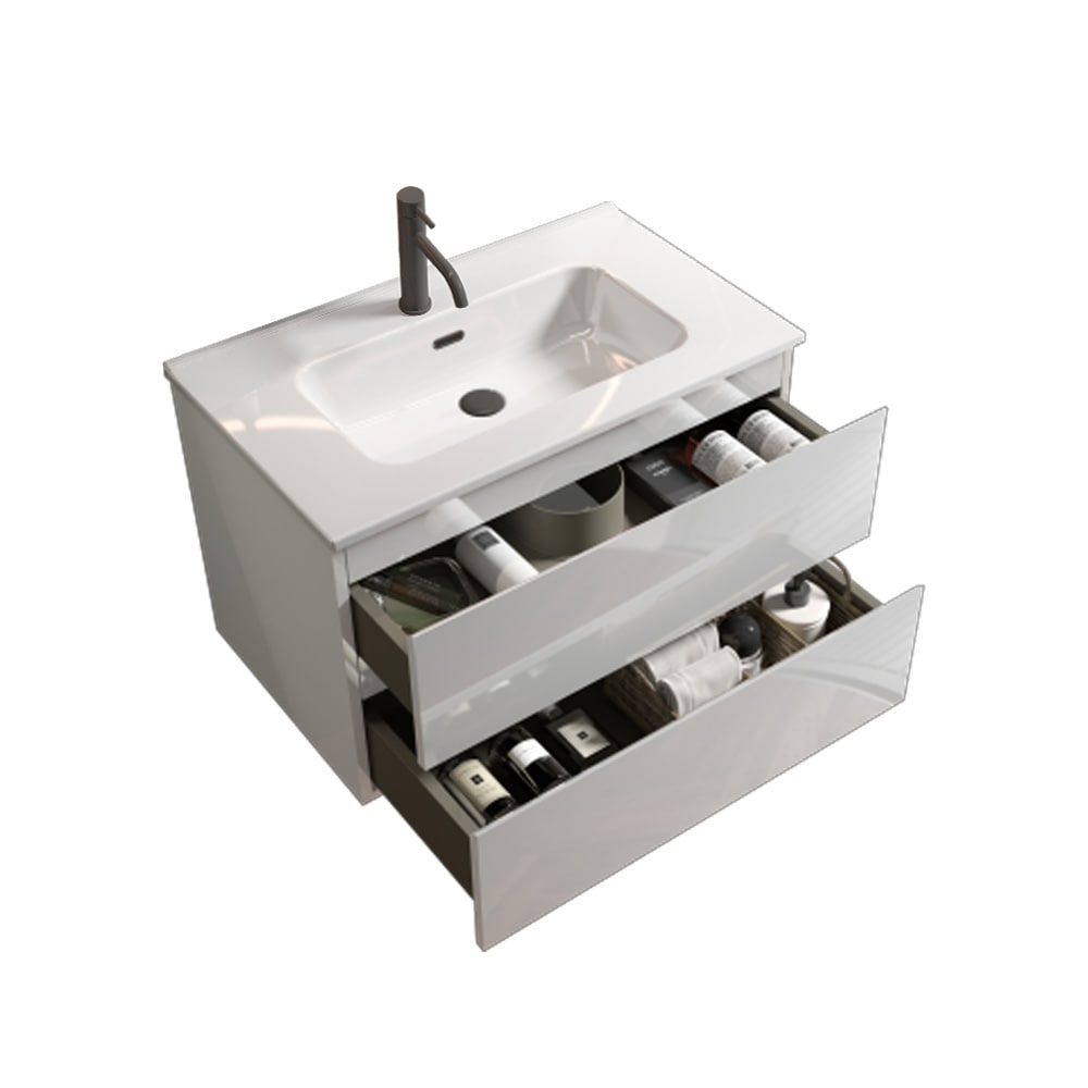 GDFStudio Tia 30 in. Modern Floating Bathroom Vanity with White Ceramic ...