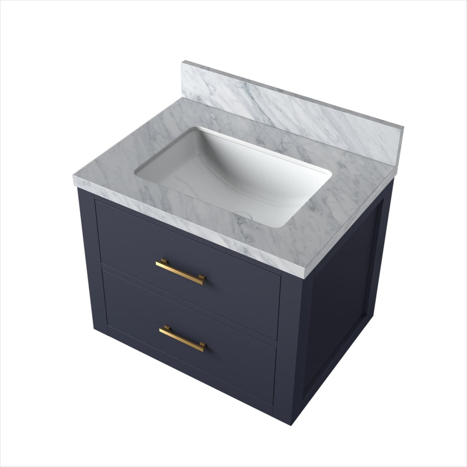 SunJet Soft blue wood bathroom vanity with integral sink single basin ...
