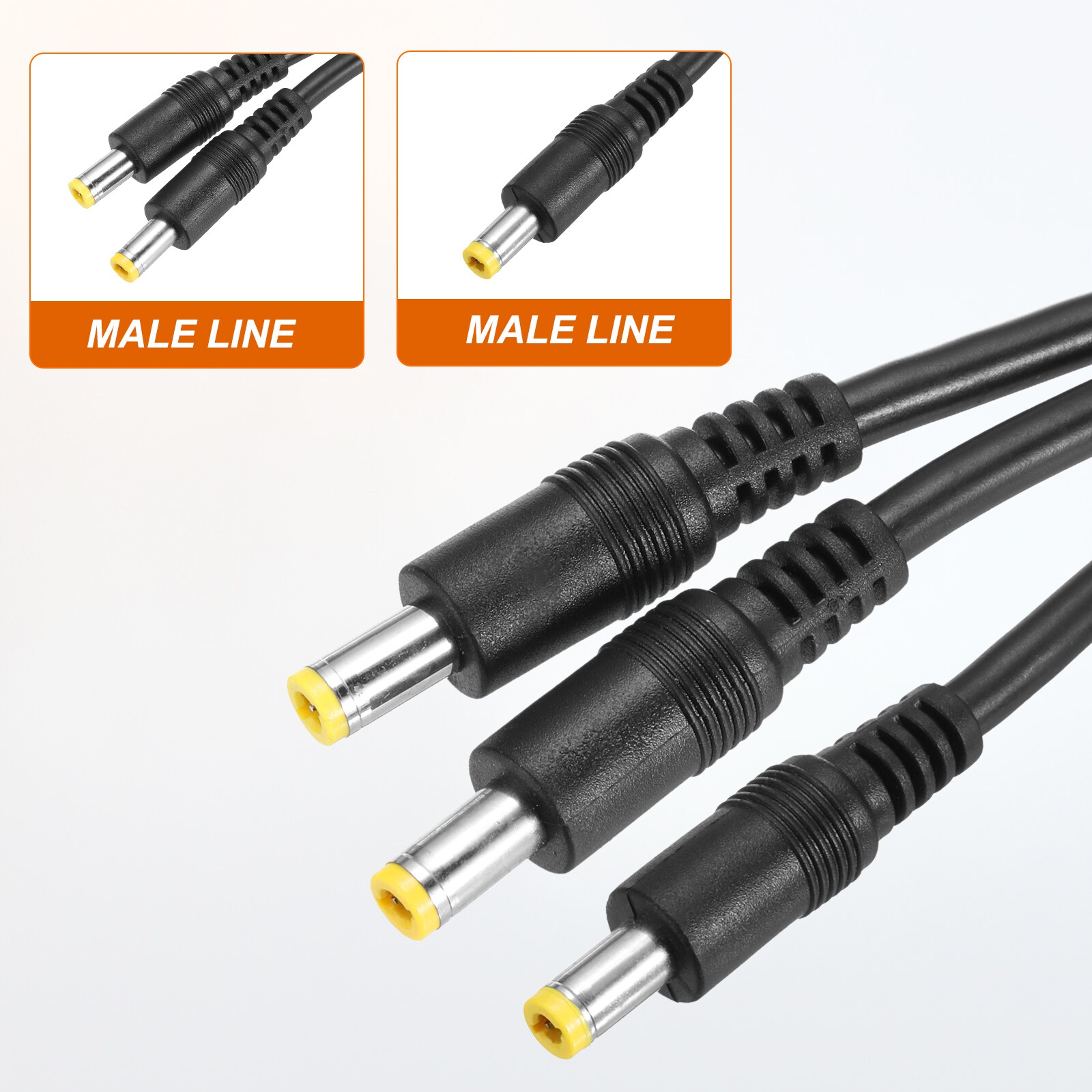 Unique Bargains 2pcs DC Cable Splitter 12.6 Inch 10A 1 DC5525 Male to 2 ...