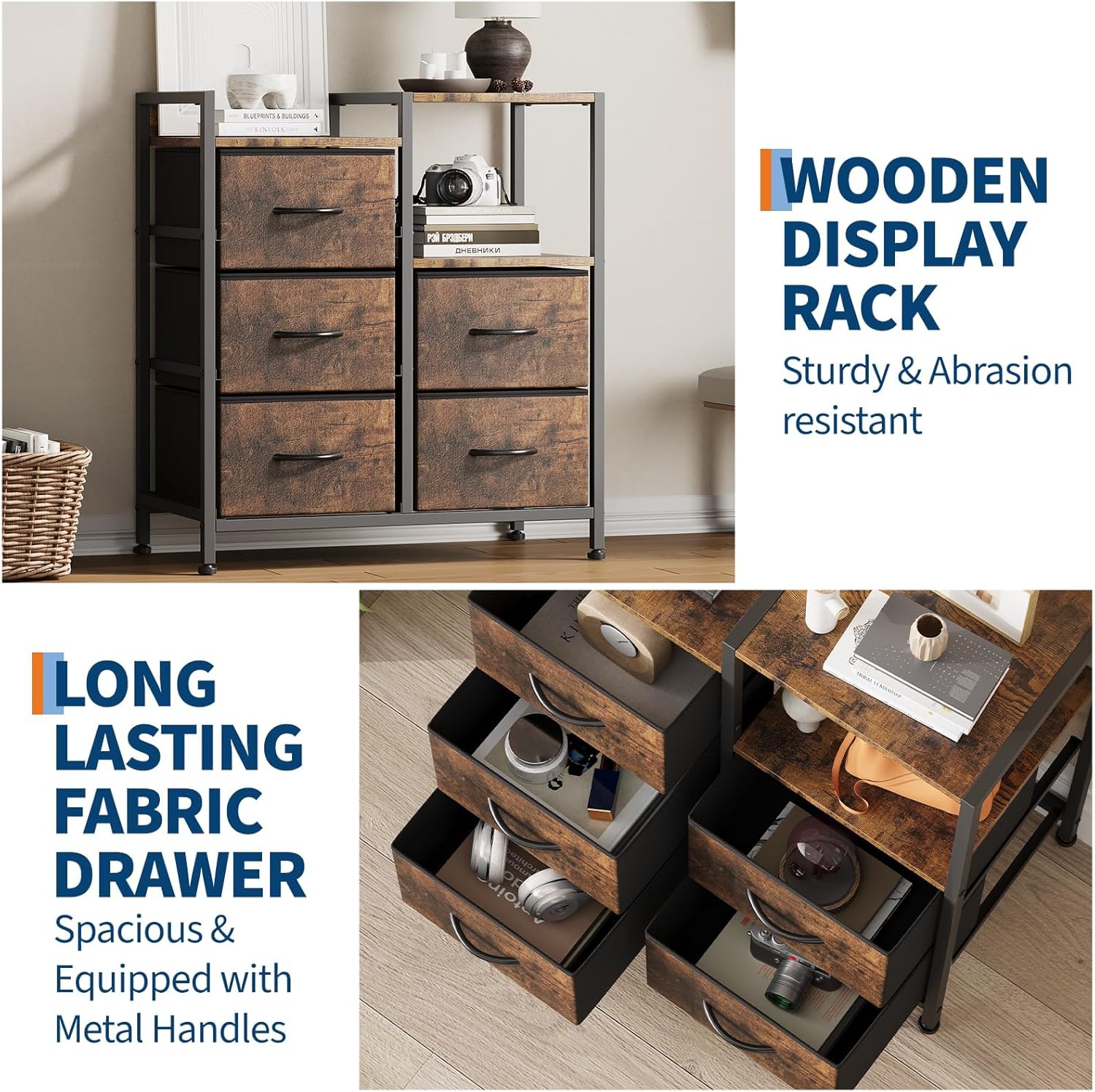 Garvee File Cabinet with Printer Stand 5 drawers and Open Storage Shelf ...