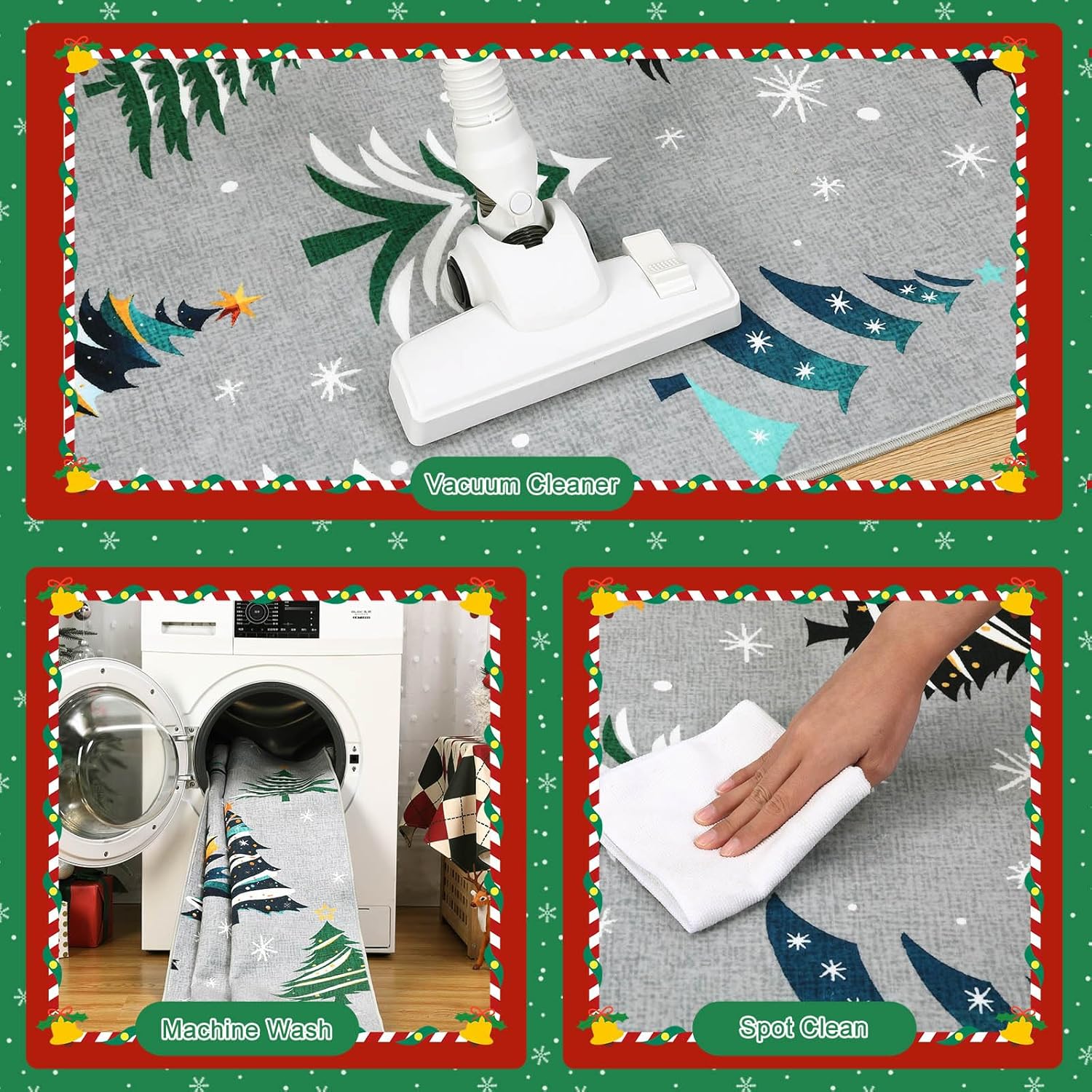 Garvee 4x 6 ft Christmas Rug Washable Indoor Non Slip Carpet Low Pile x ...