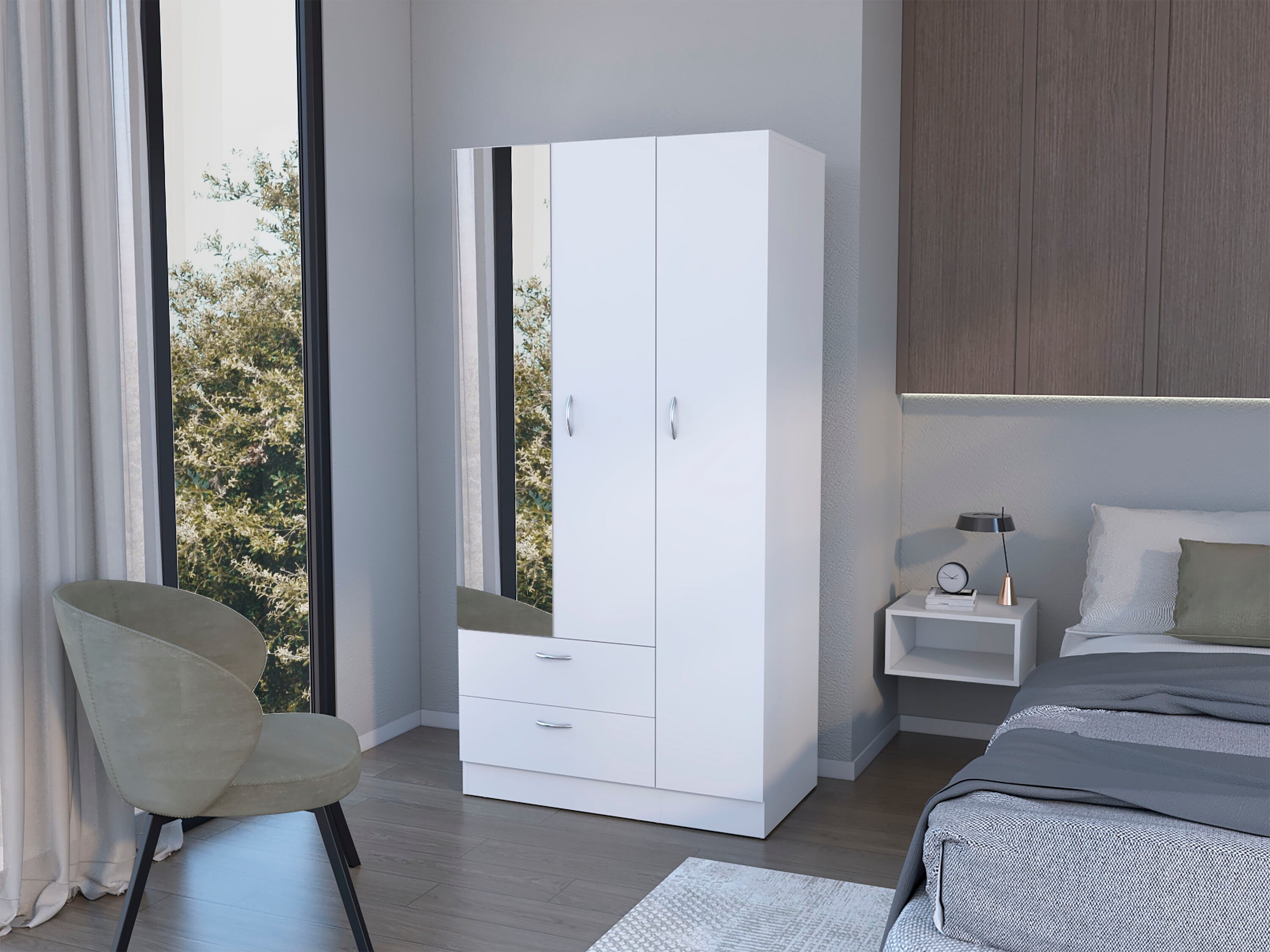 Watnature White Finish Modern Wardrobe For Bedroom Particle Board ...