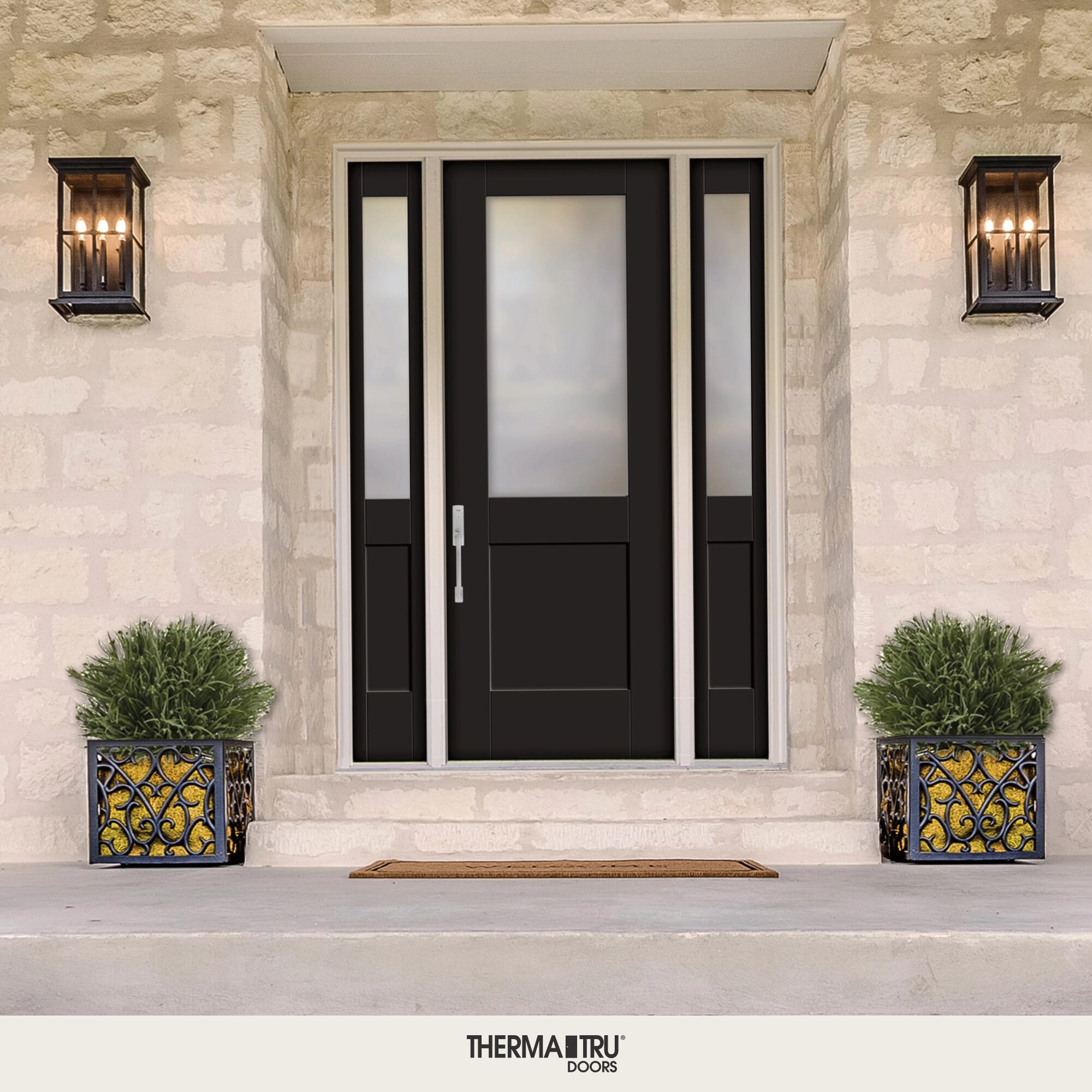 Therma-Tru 36-in x 96-in x 4-9/16-in Fiberglass Half lite Left-hand ...