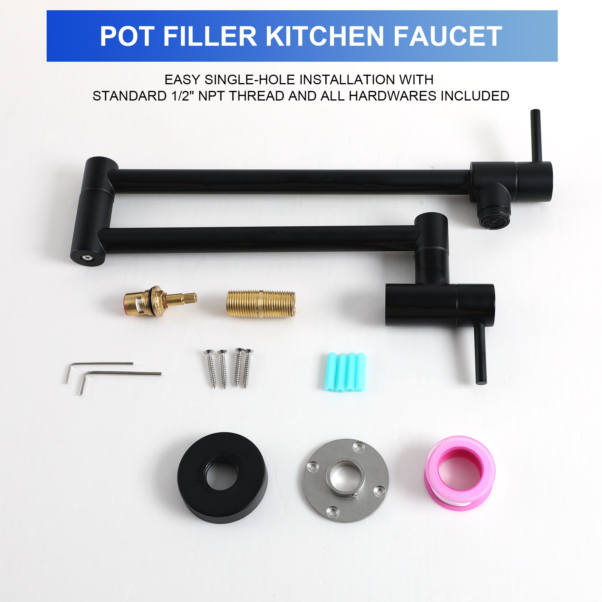 Tatayosi Pot Filler Faucet Wall Mount Kitchen Sink Faucet Folding ...