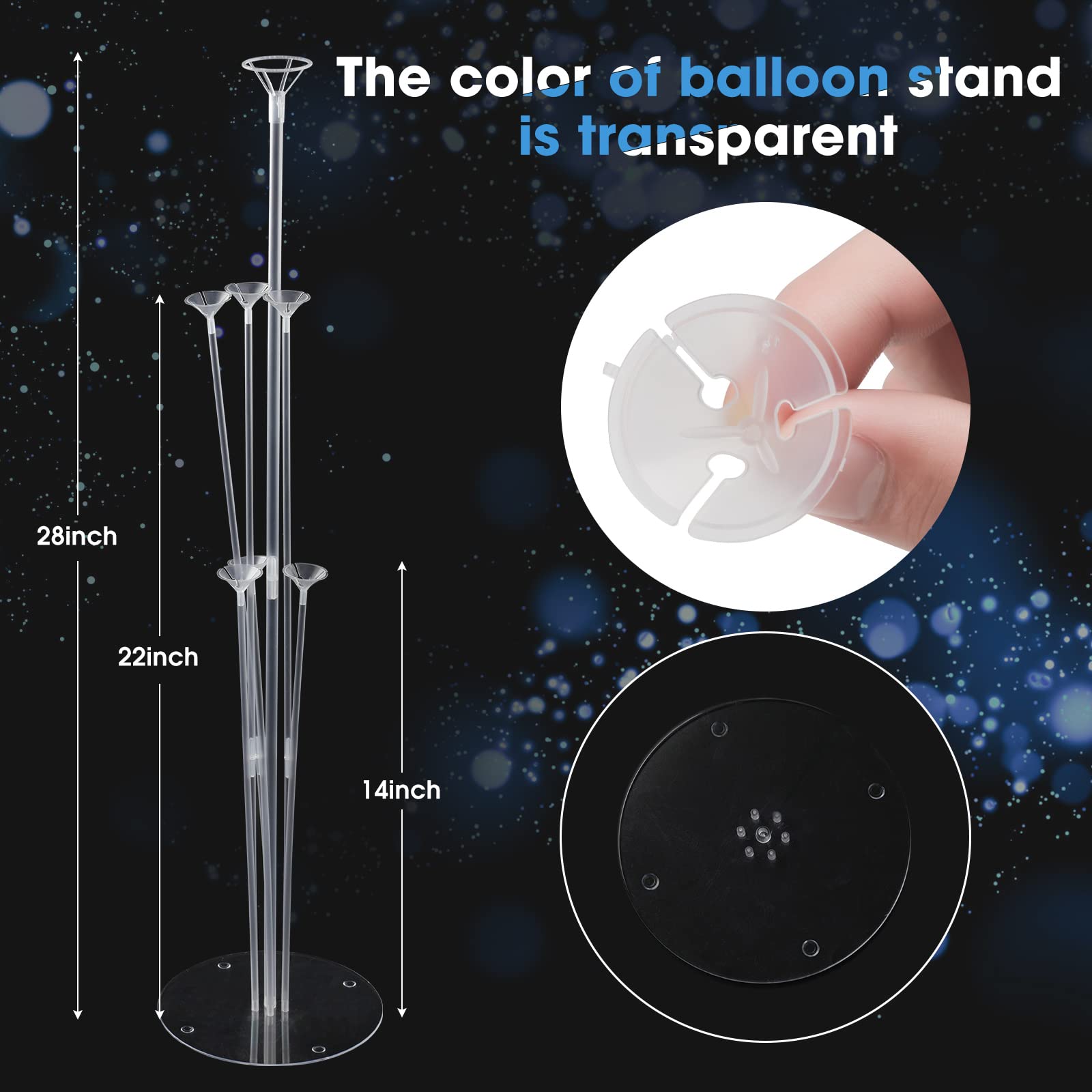 Phewnyzo 4 Set Balloon Stand Kit Table Balloon Holder with Base for ...