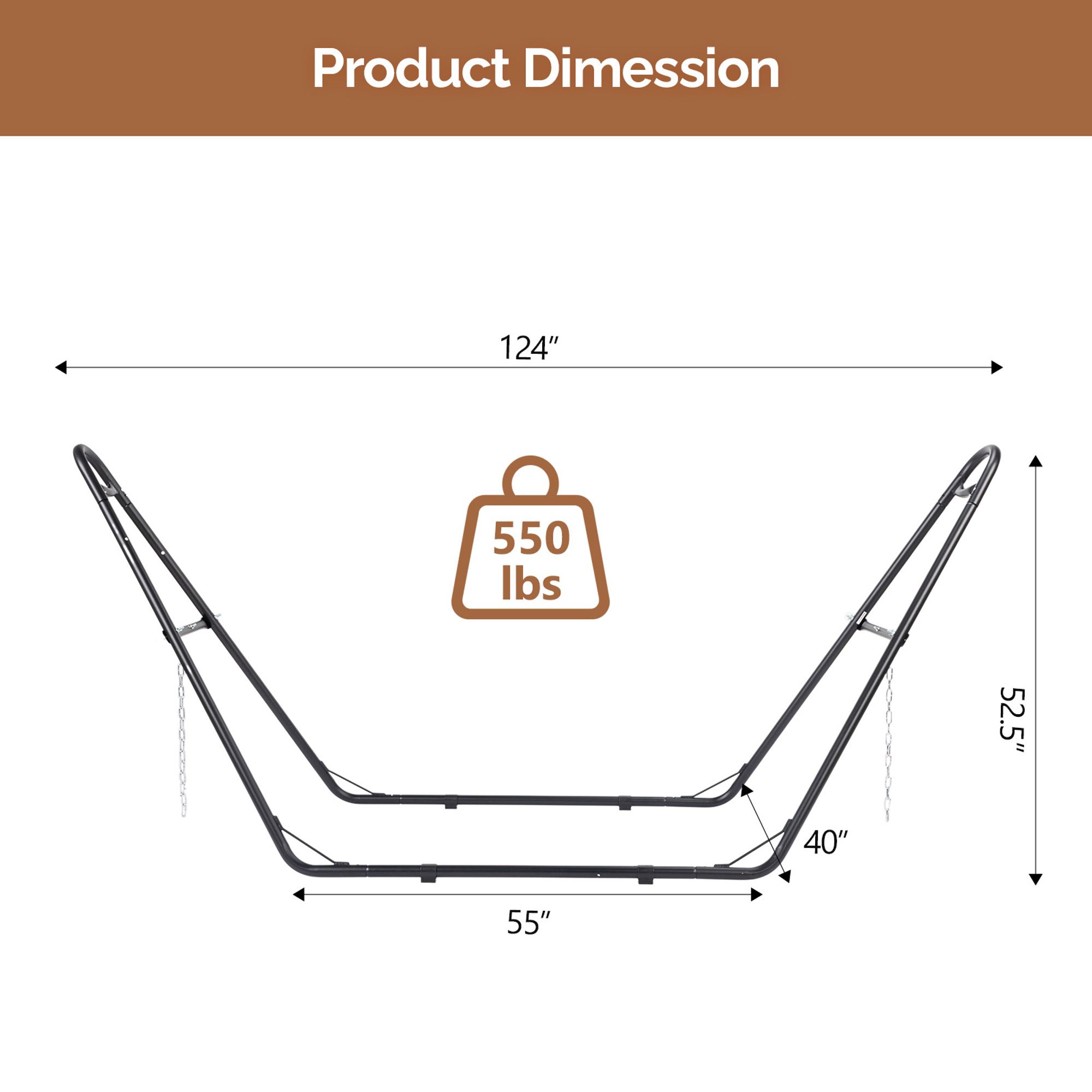 Winado 10.3 ft. Outdoor Metal Hammock Stand in Black in the Hammock ...