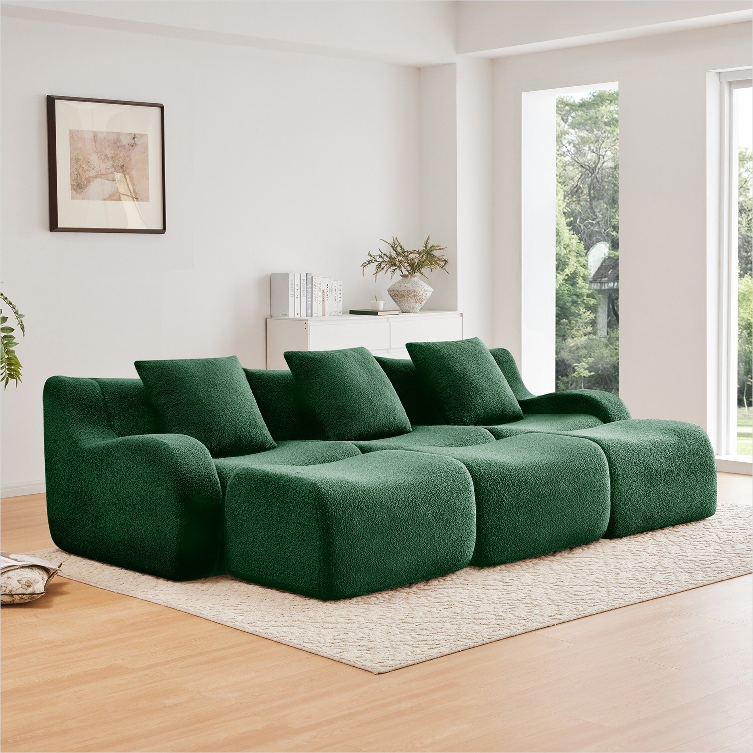 Naturefalls Modern Three-Seat Modular Sofa with Curved Armrests No ...