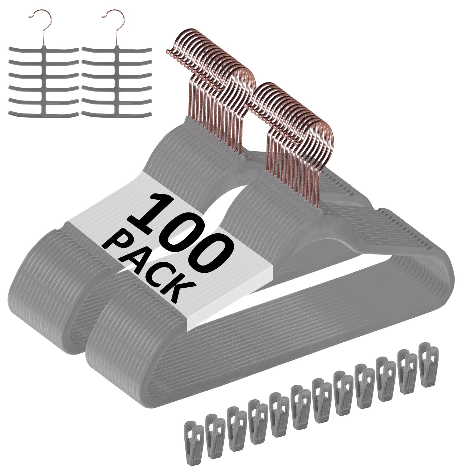 Vecelo 100 Pack Premium Velvet Clothes Hangers Suit Heavy Duty Non Slip ...