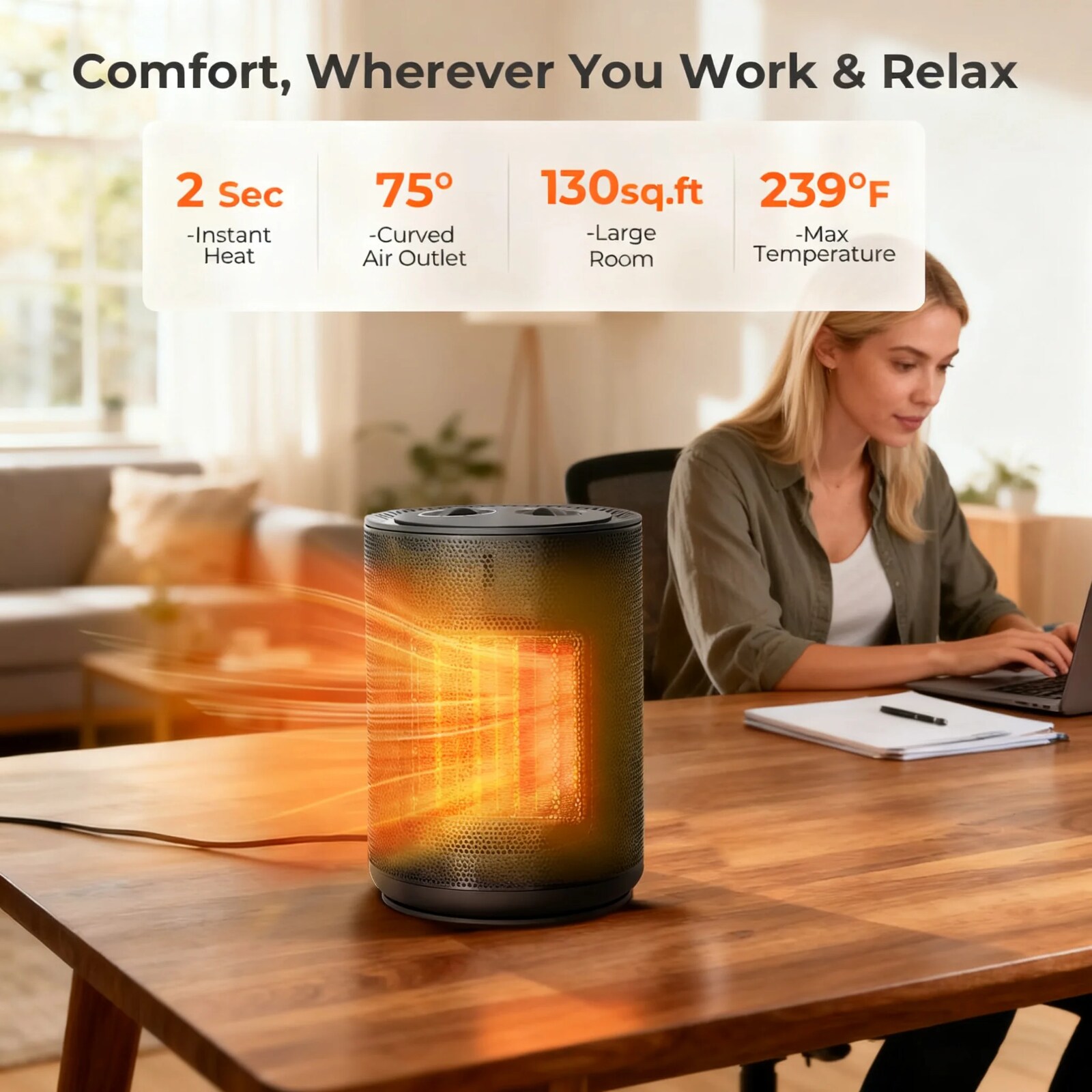 COWSAR 36016HSH1 1500 -Watt Ceramic Compact personal Indoor Electric ...
