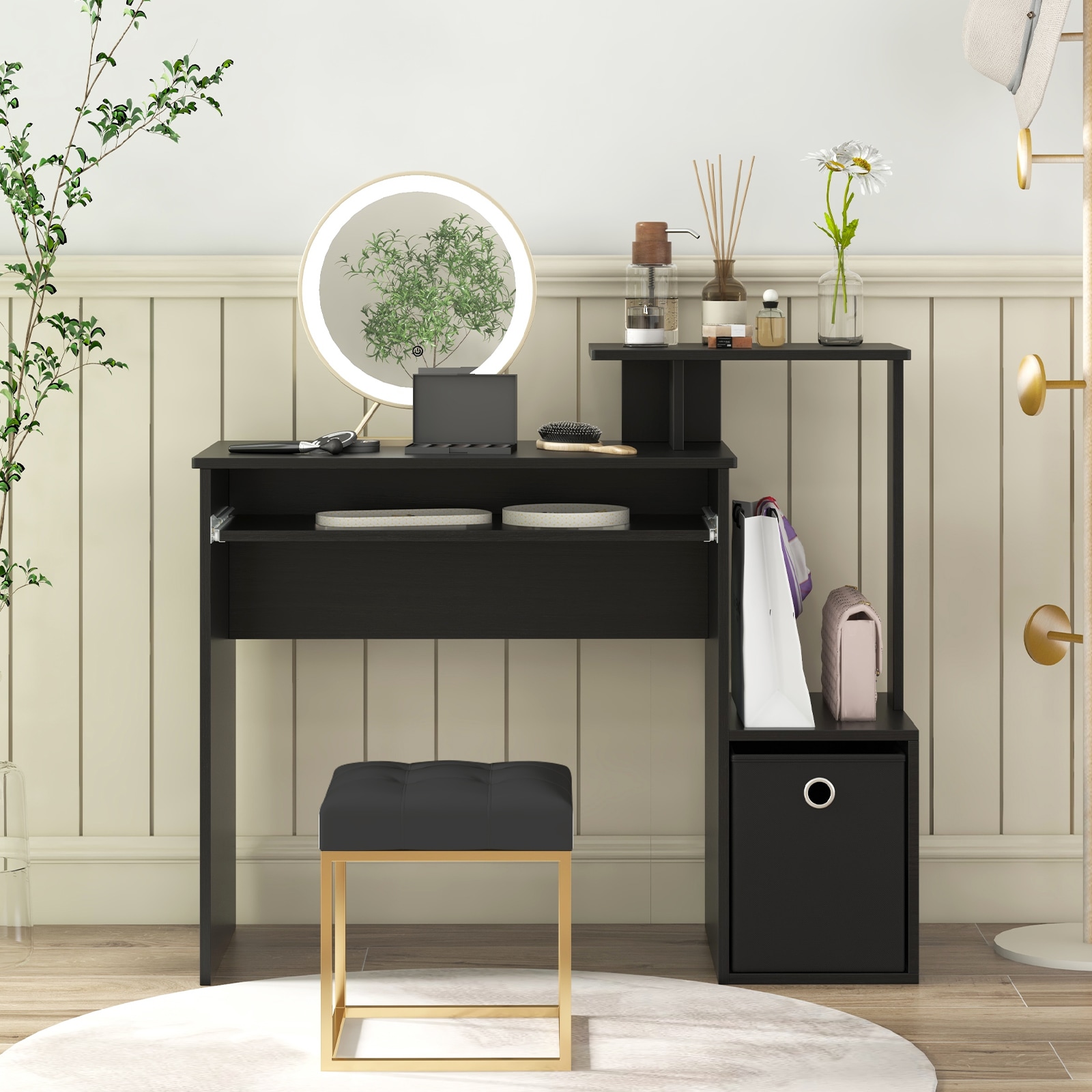Slickblue Modern Engineered Wood Computer Desk with Keyboard Tray ...
