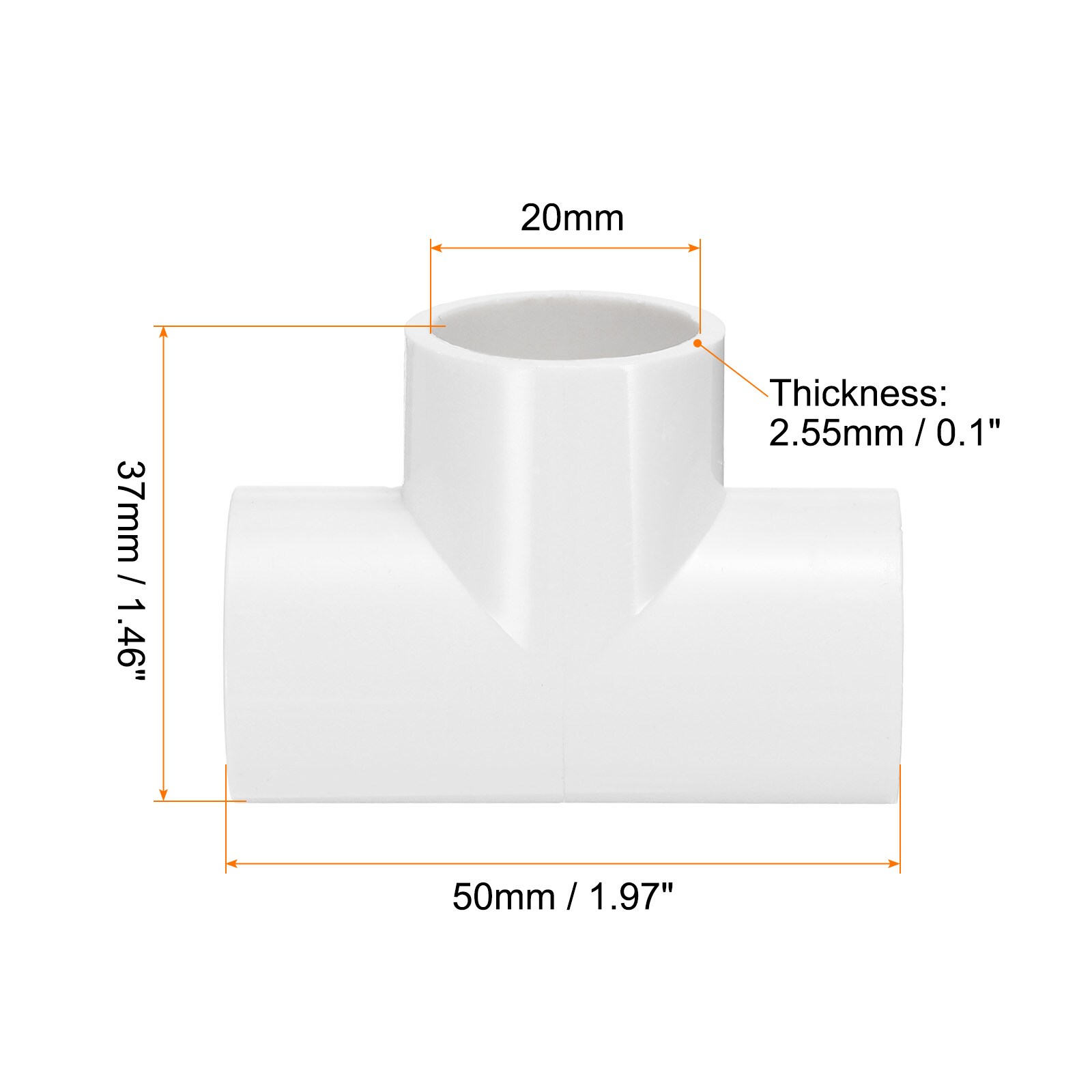 Harfington 8pcs Tee PVC Fitting 1/2 Inch 3 Way Connector Furniture ...