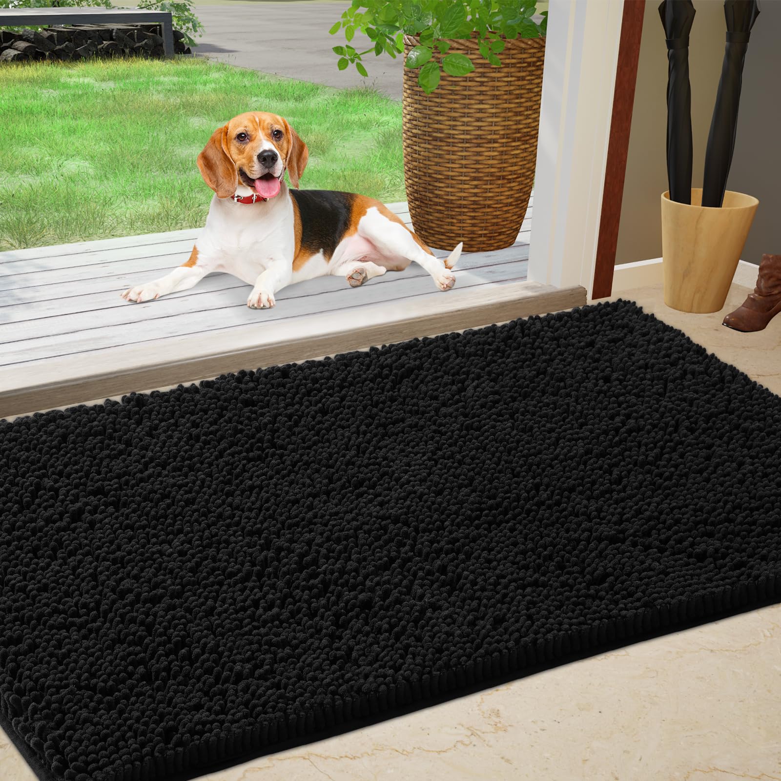 Misopily Chenille Absorbent Doormat 36 x 24 Inch Washable Non Slip ...
