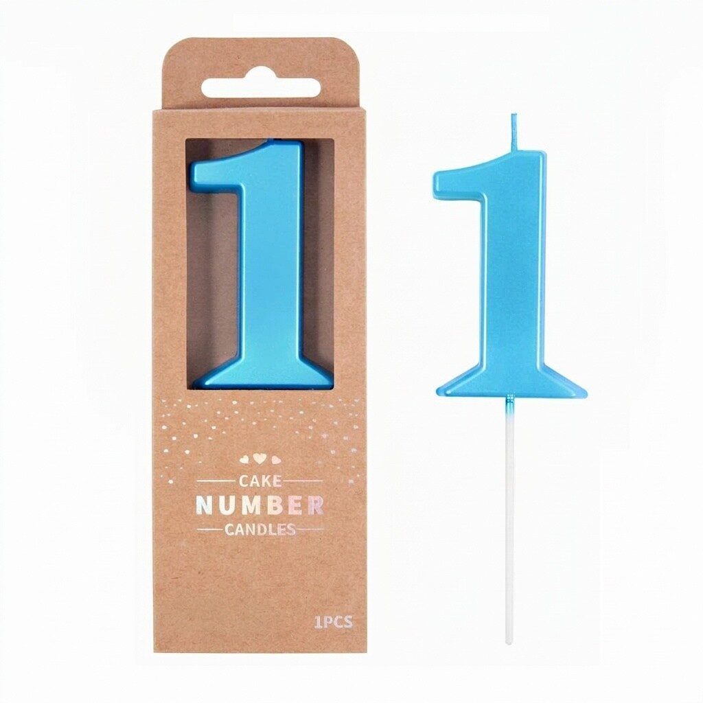 Phewnyzo 2 76 Inch Blue Number 1 Birthday Candle Piece Modern Cake ...