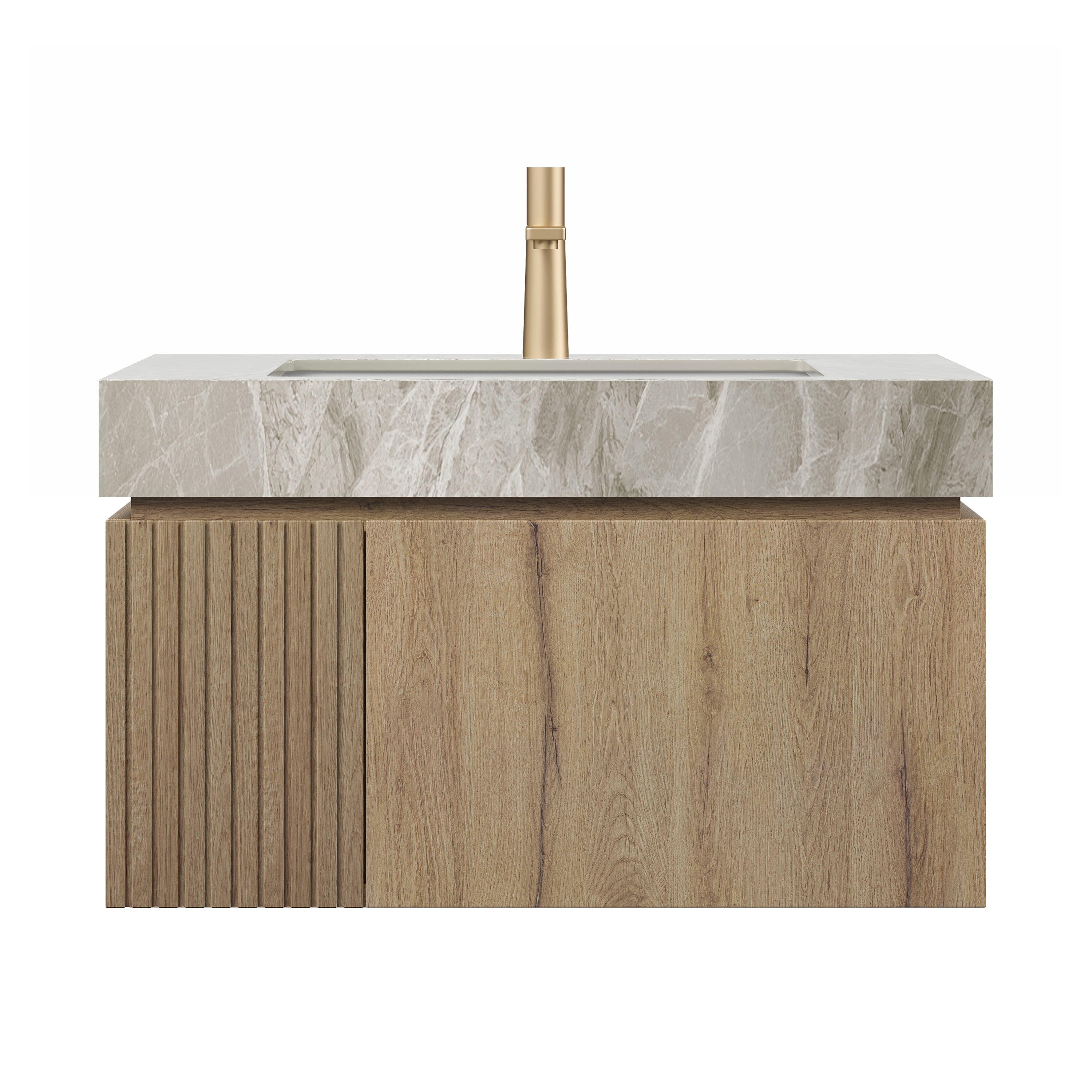 GDFStudio Muri 30 in. Floating Wall-Mounted Wood Bathroom Storage ...